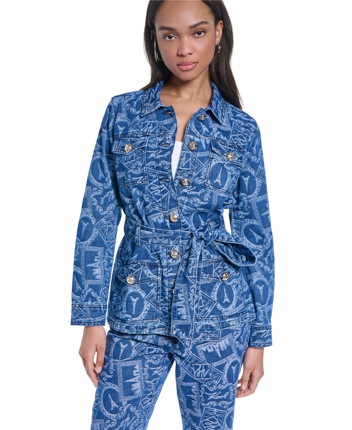 Click here for Karl Lagerfeld Paris Womens All-Over Print Denim T... prices