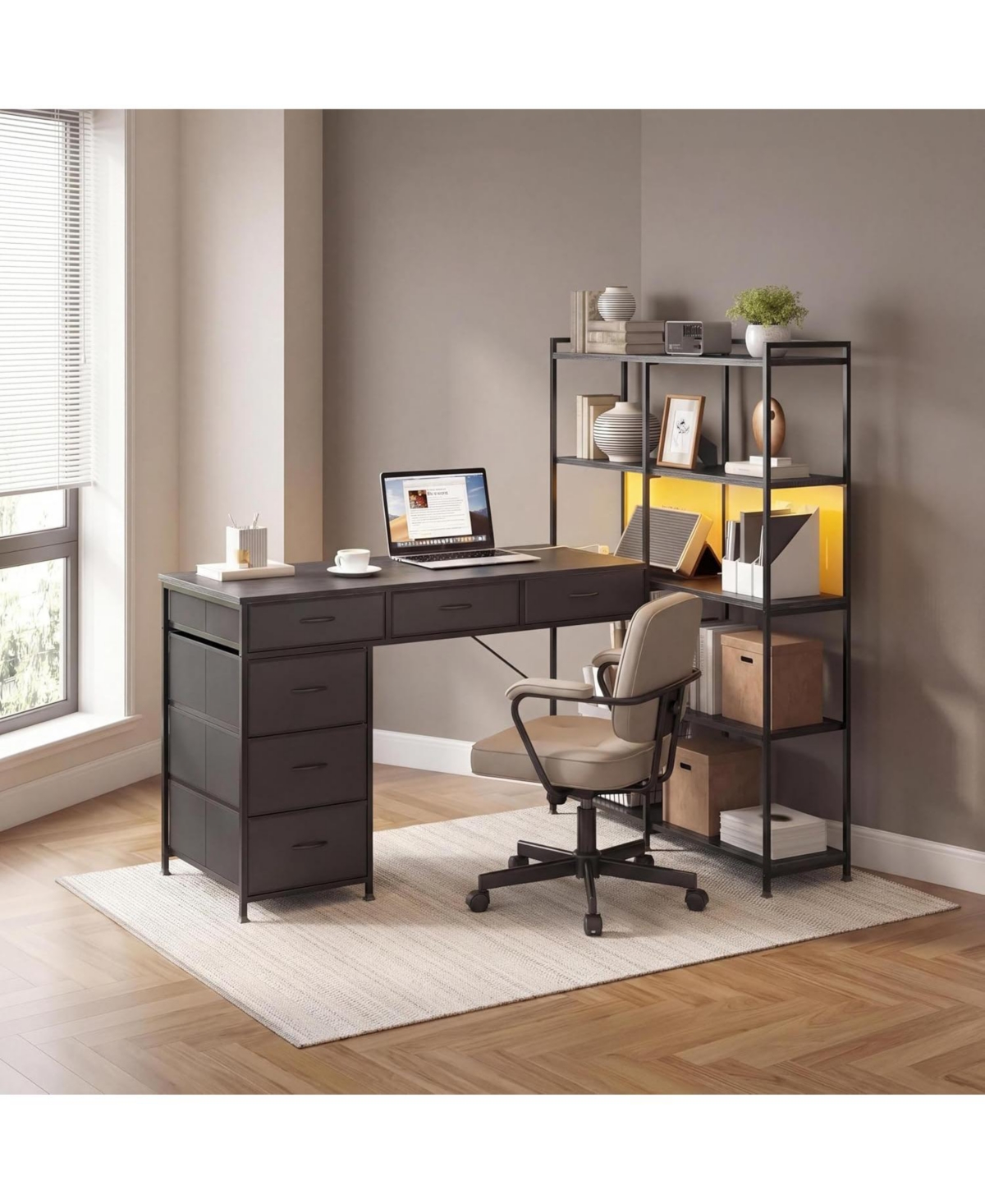 Click here for gaomon L Shaped Computer Desk  Office Desk with 6... prices