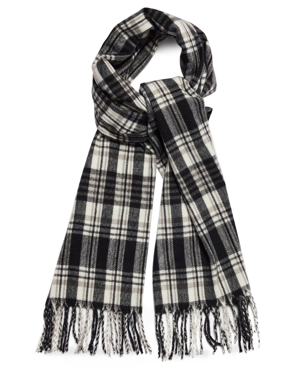 Click here for Steve Madden Preppy Stripe Plaid Scarf - Black prices