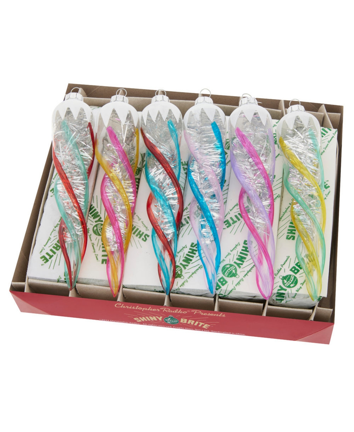 Click here for Shiny Brite Vivid Vintage 6 Glass Icicle Ornaments... prices