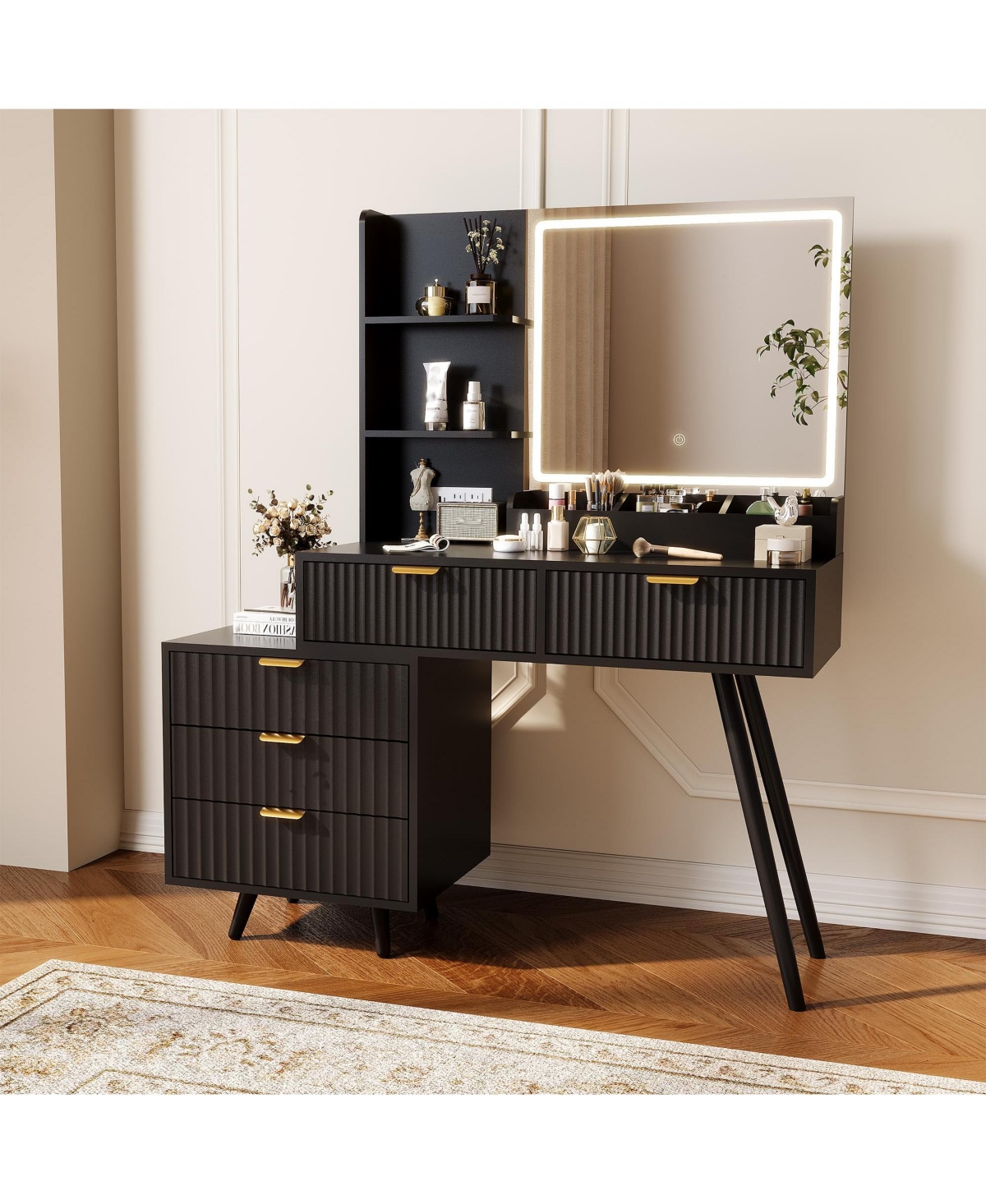 Click here for homfan Makeup Vanity Table with Lighted Mirror and... prices