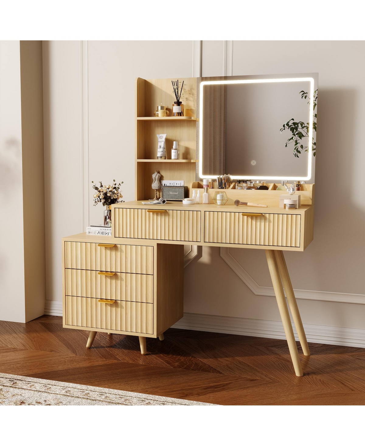 Click here for homfan Makeup Vanity Table with Lighted Mirror and... prices