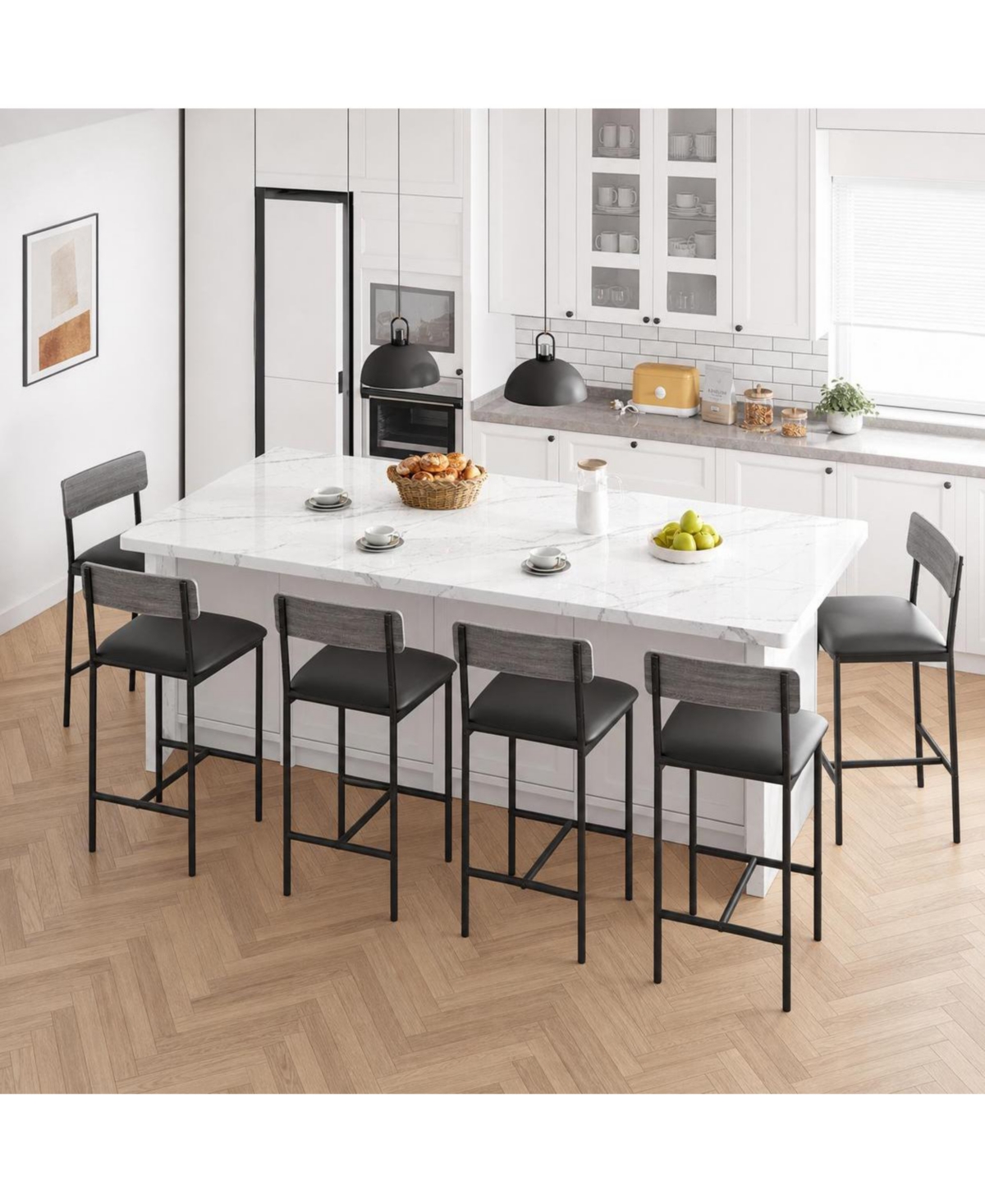 Click here for gaomon Set of 6 Bar Stools with Padded Cushions  S... prices