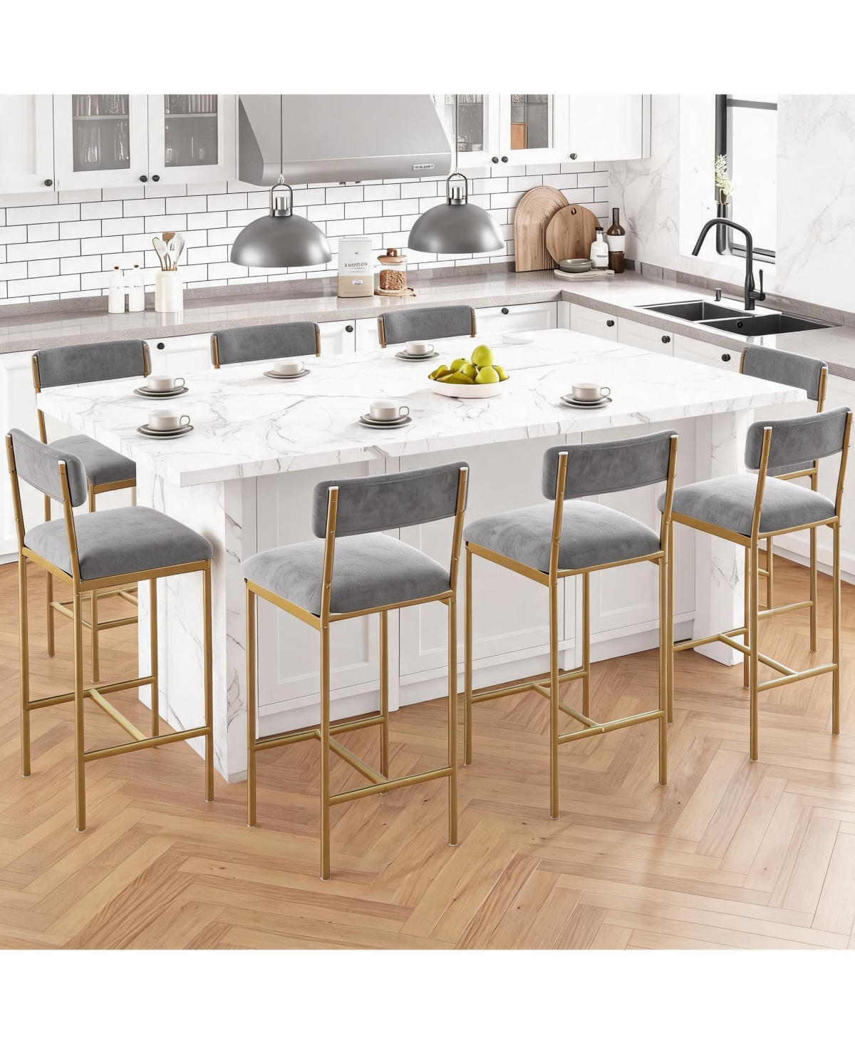 Click here for gaomon Bar Stools Set of 8  25.5 Inch Counter Heig... prices