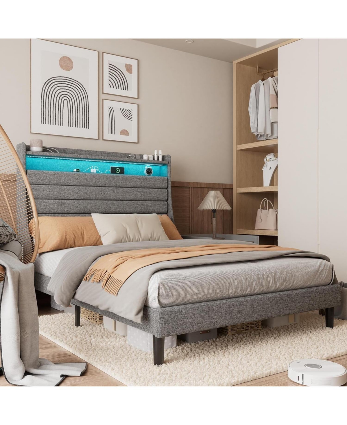 Click here for gaomon Full Bed Frame Storage Headboard Usb Chargi... prices