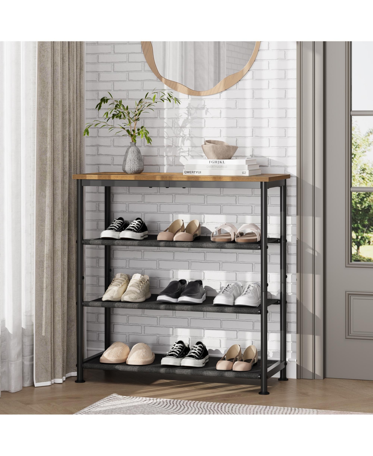 Click here for gaomon 4-Tier Shoe Rack  Wooden Top Shoe Storage O... prices