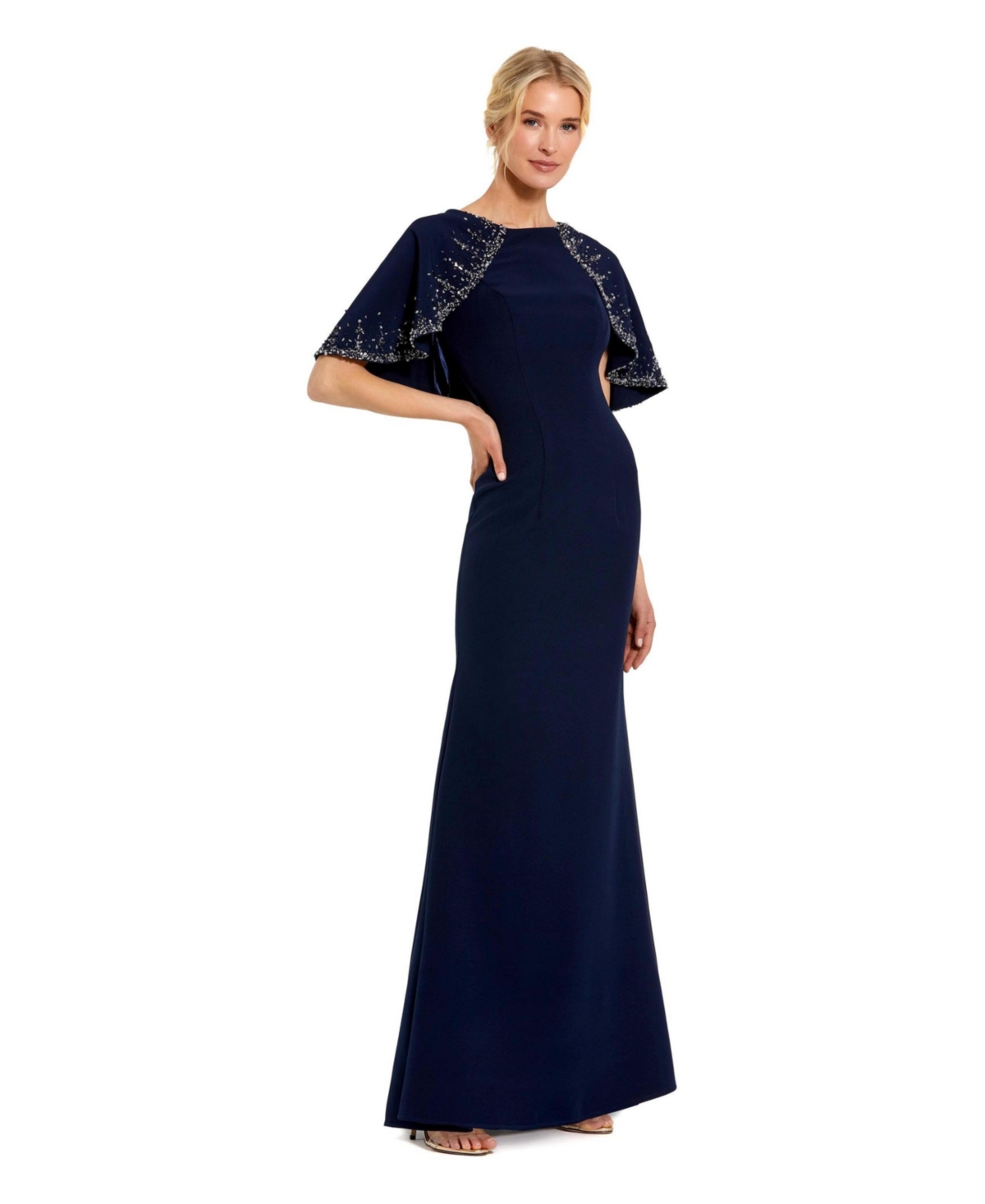 Click here for Mac Duggal Womens Crepe High Neck Fitted Gown With... prices