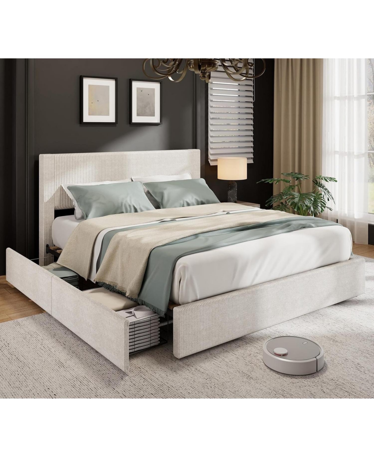 Click here for gaomon Full Upholstered Platform Bed Frame 4 Stora... prices