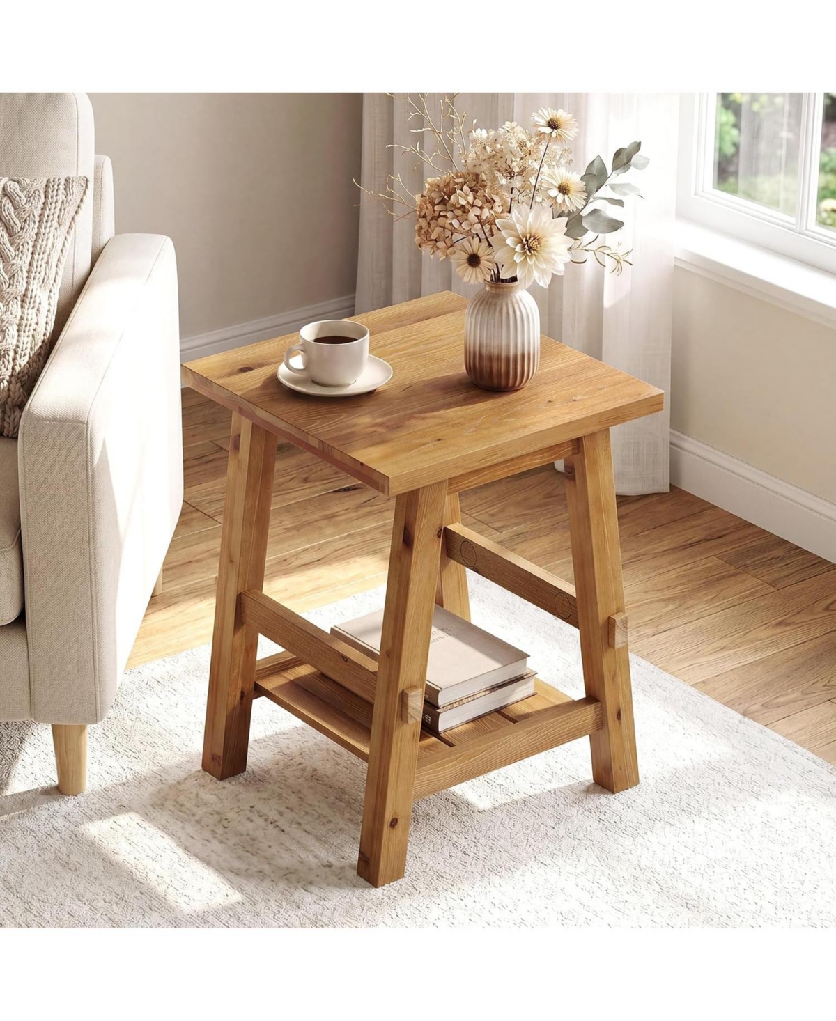 Click here for Tribesigns Solid Wood Square Side Table  2 -Tier F... prices