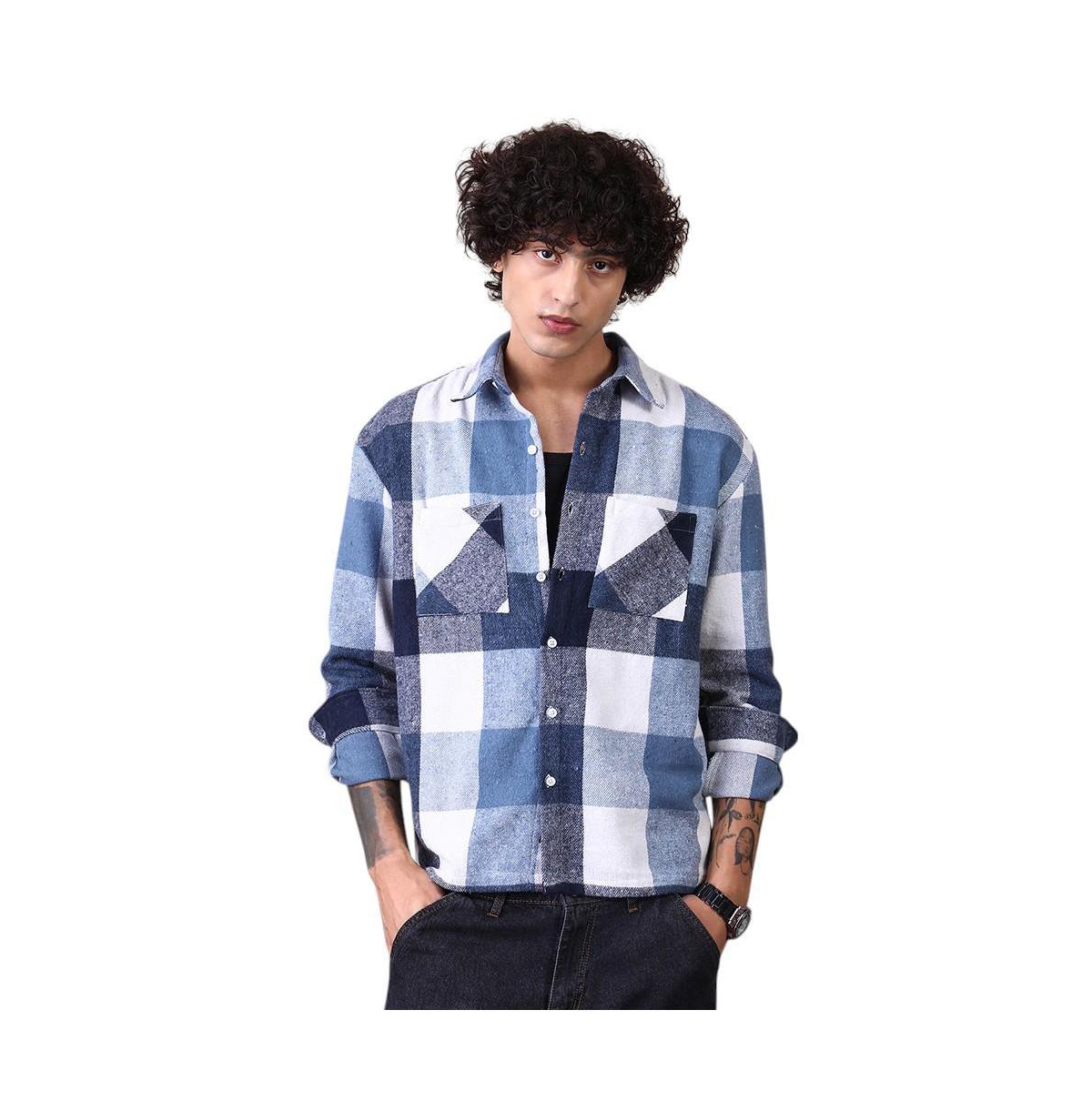 Click here for Campus Sutra Mens Buffalo-Check Utility Shacket -... prices