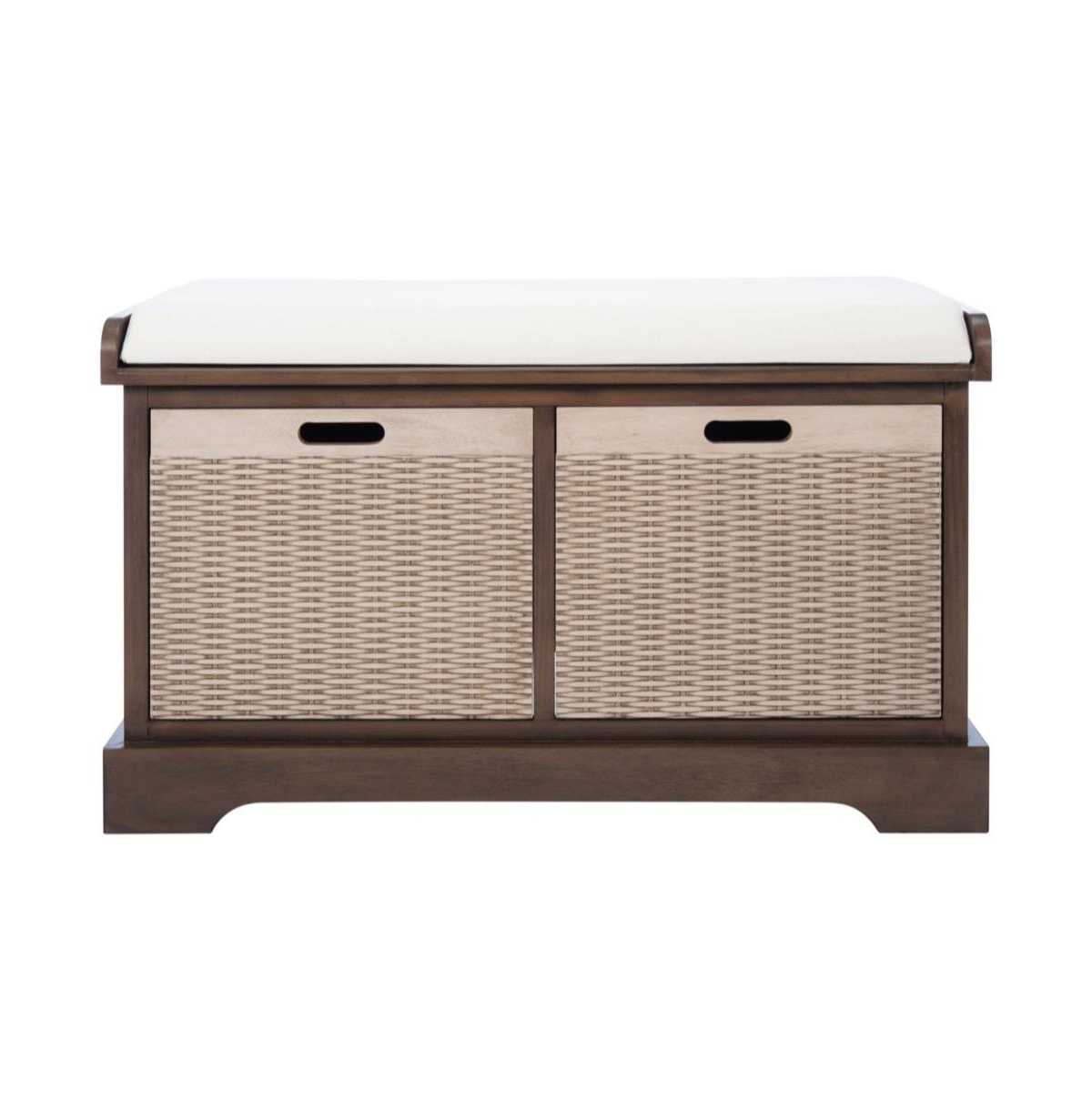 Click here for Safavieh Landers 2 Drawer Cushion Bench - Brown prices