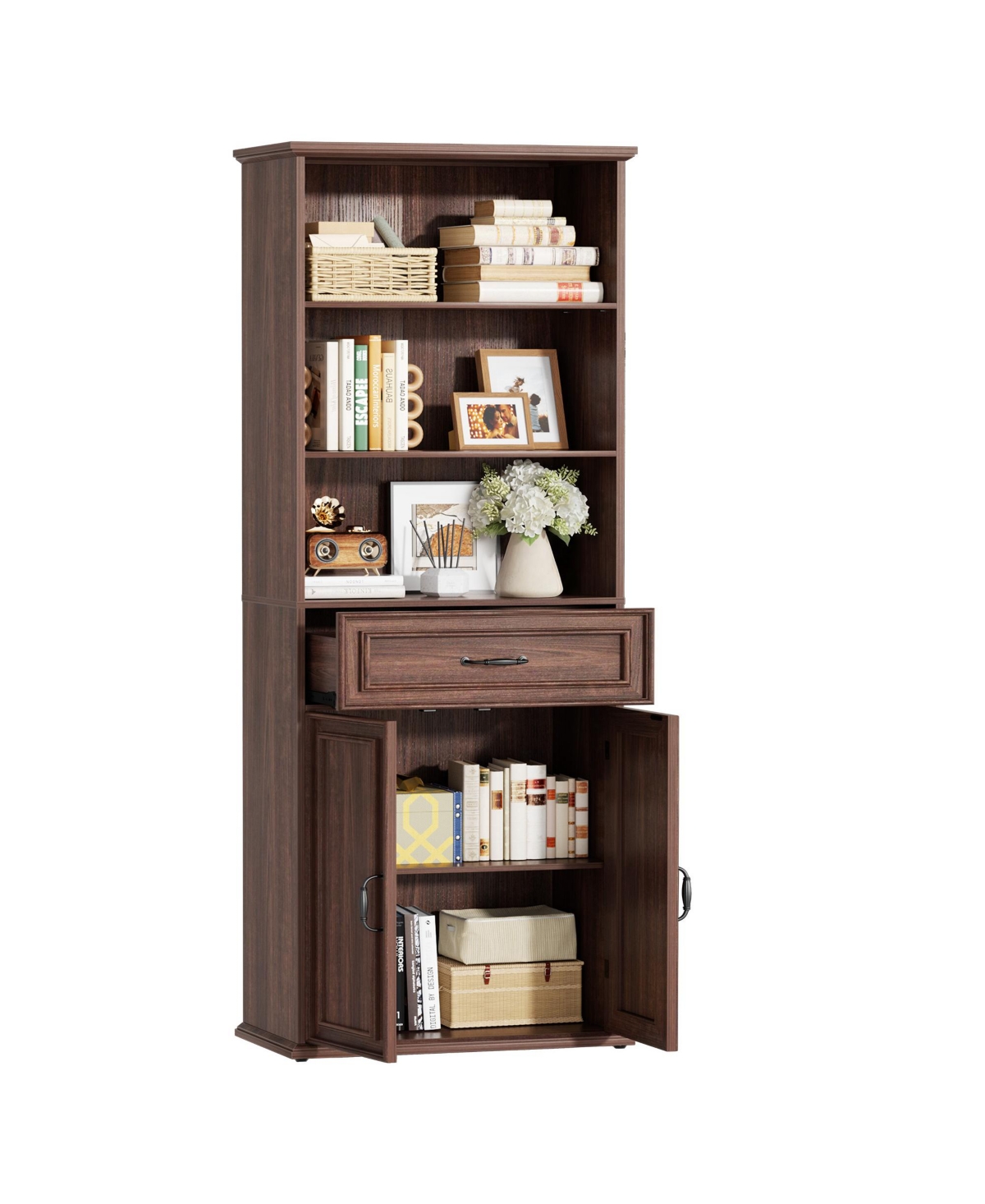Click here for Aheaplus 80-In Tall Bookcase with Wood Drawers and... prices