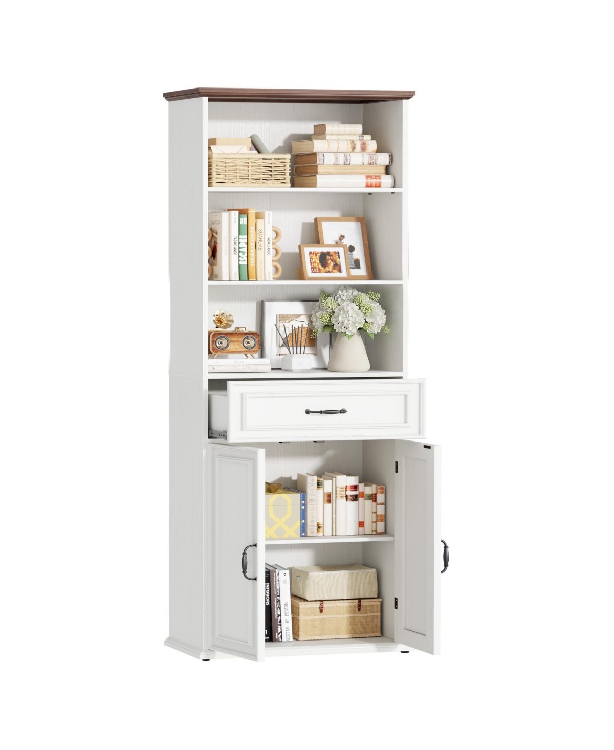 Click here for Aheaplus 80-In Tall Bookcase with Wood Drawers and... prices