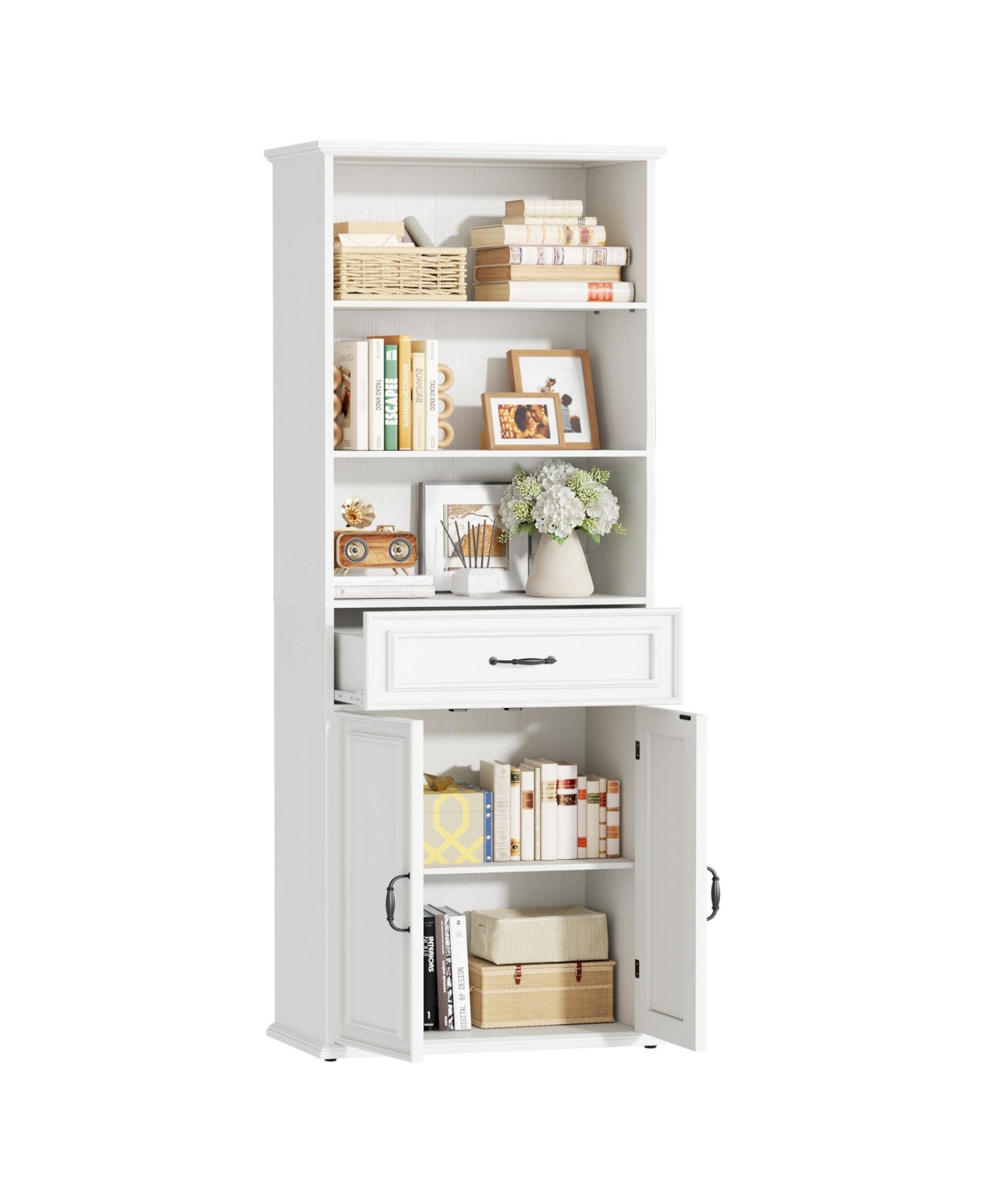 Click here for Aheaplus 80-In Tall Bookcase with Wood Drawers and... prices