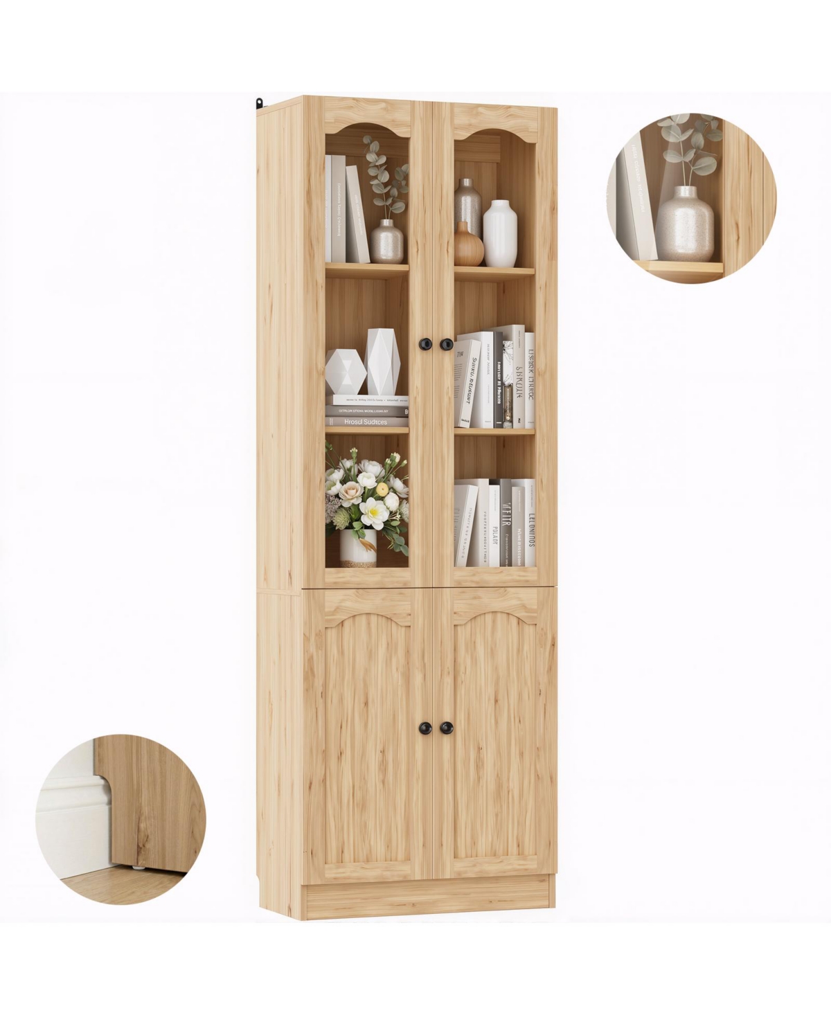 Click here for Aheaplus 80 Pantry Cabinet with Glass Door and She... prices