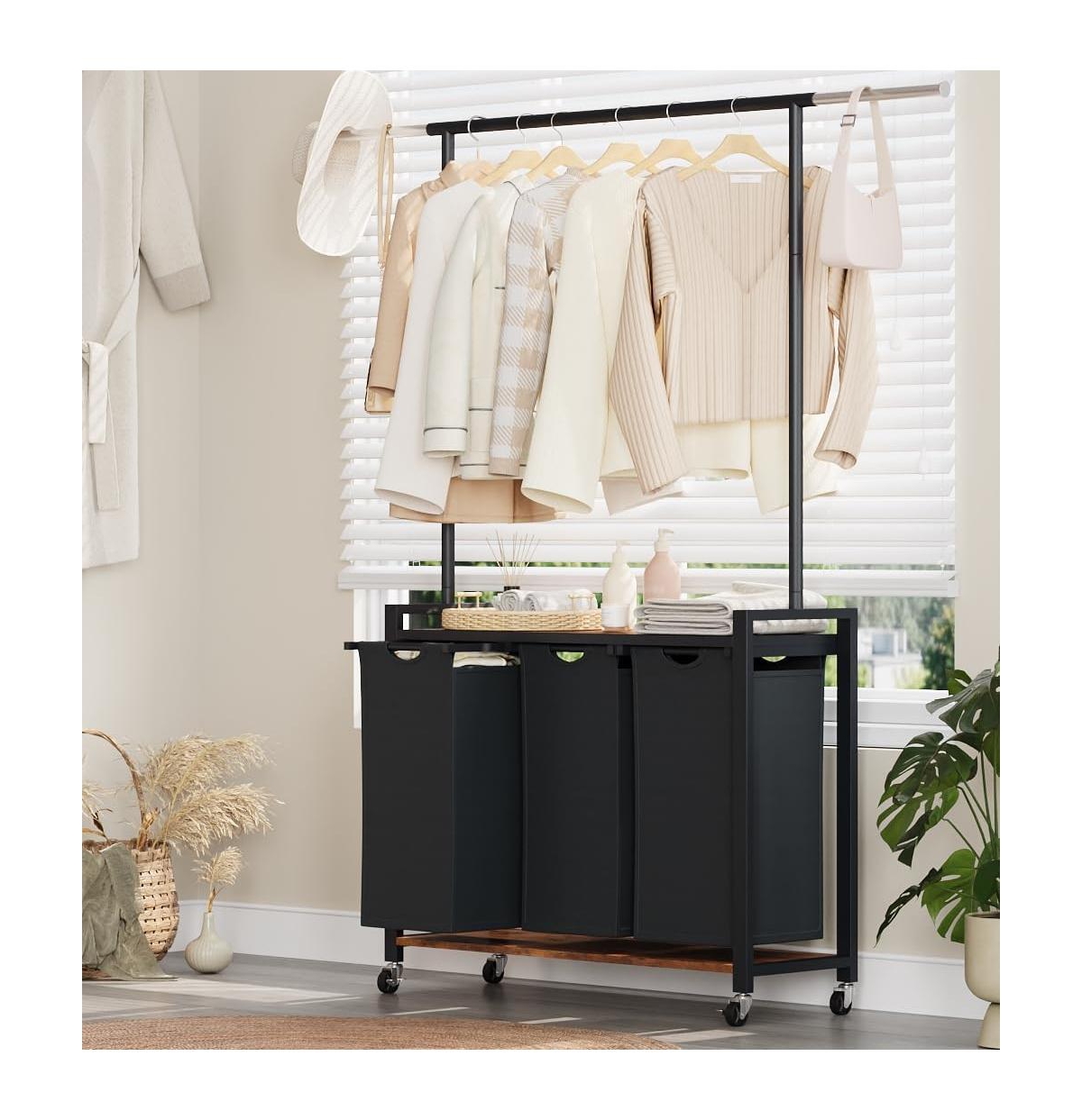 Click here for gaomon 3-Section Rolling Laundry Cart with Hanging... prices