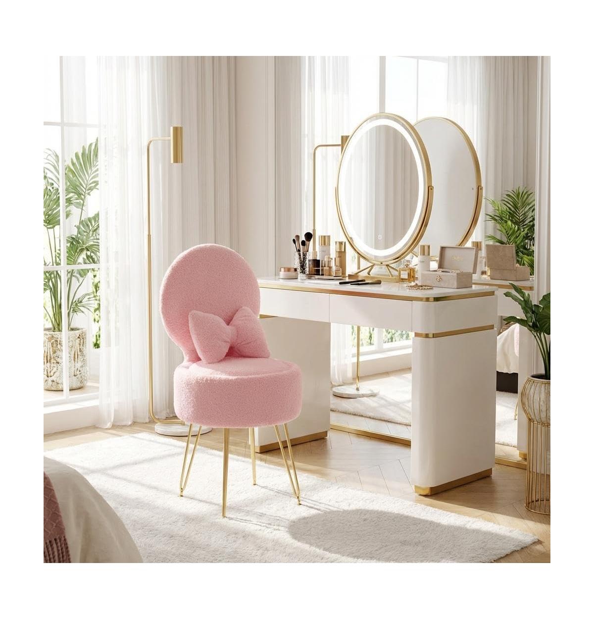 Click here for homfan Vanity Stool Chair with Pillow  Foldable Ba... prices
