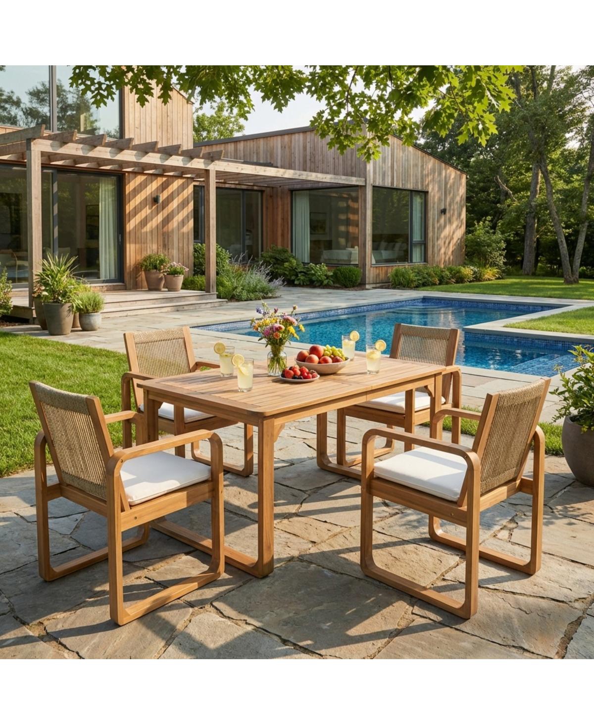 Click here for Asagikoiai 5-Piece Acacia Outdoor Dining Set  Rope... prices