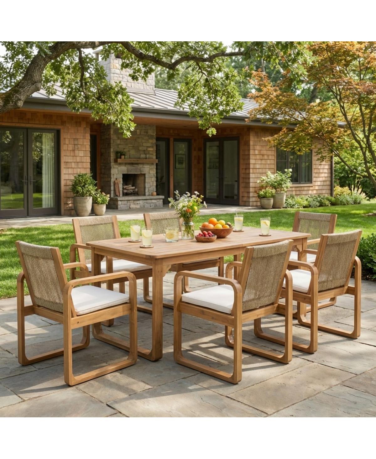 Click here for Asagikoiai 7-Piece Acacia Wood Outdoor Dining Set... prices