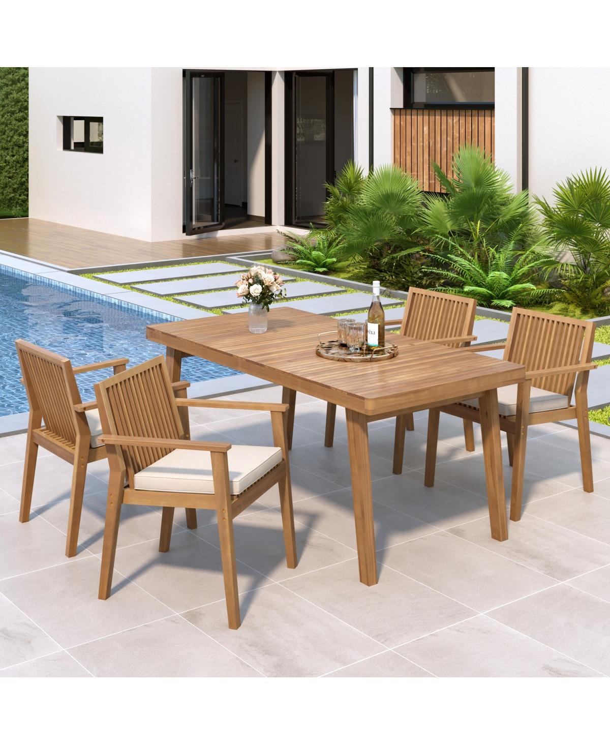 Click here for Asagikoiai 5-Piece Acacia Wood Patio Dining Set wi... prices