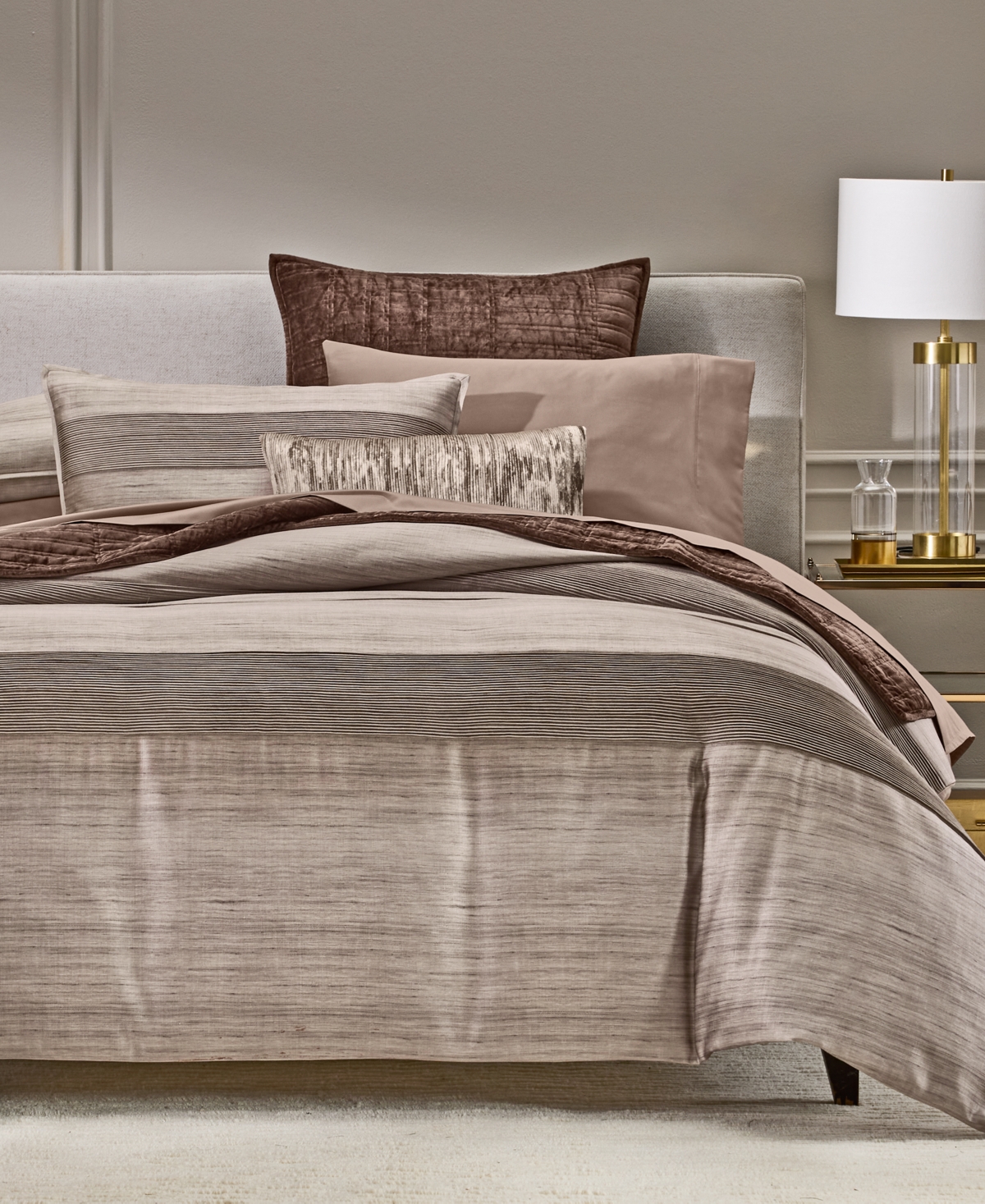 Click here for Hotel Collection Pleated Stripe 3-Piece Comforter... prices