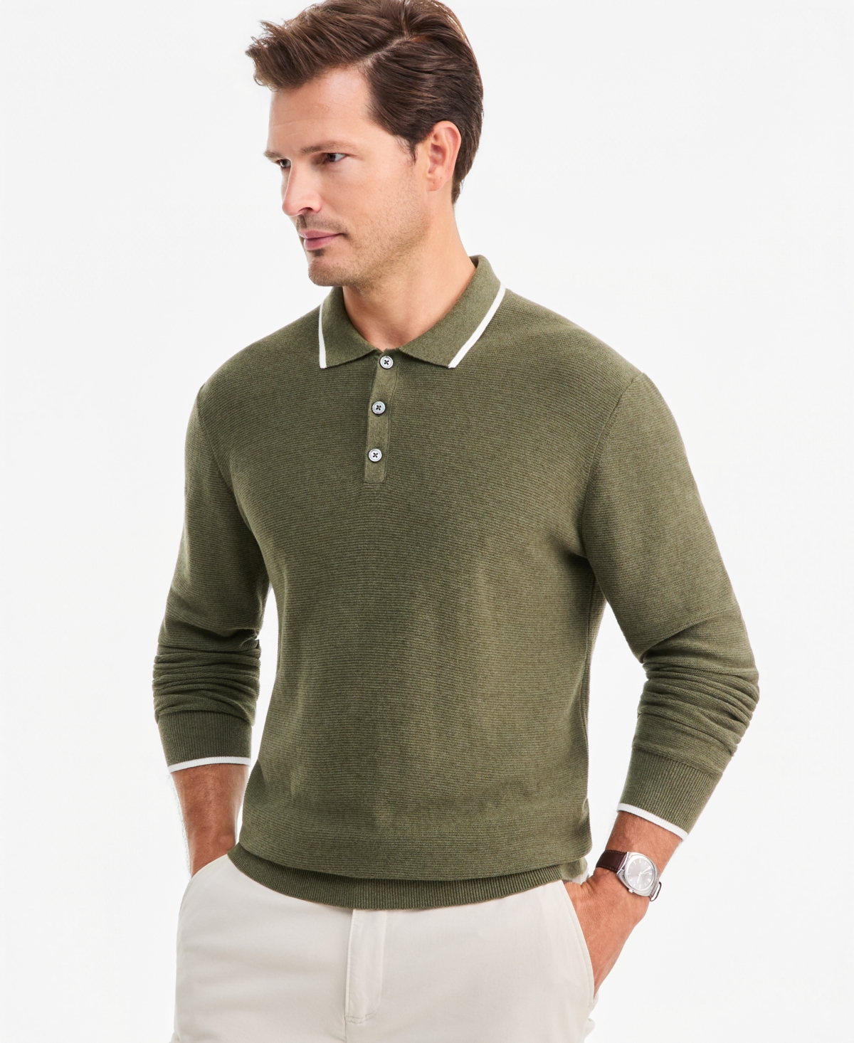 Click here for Club Room Mens Tipped Long-Sleeve Polo Sweater  Ma... prices