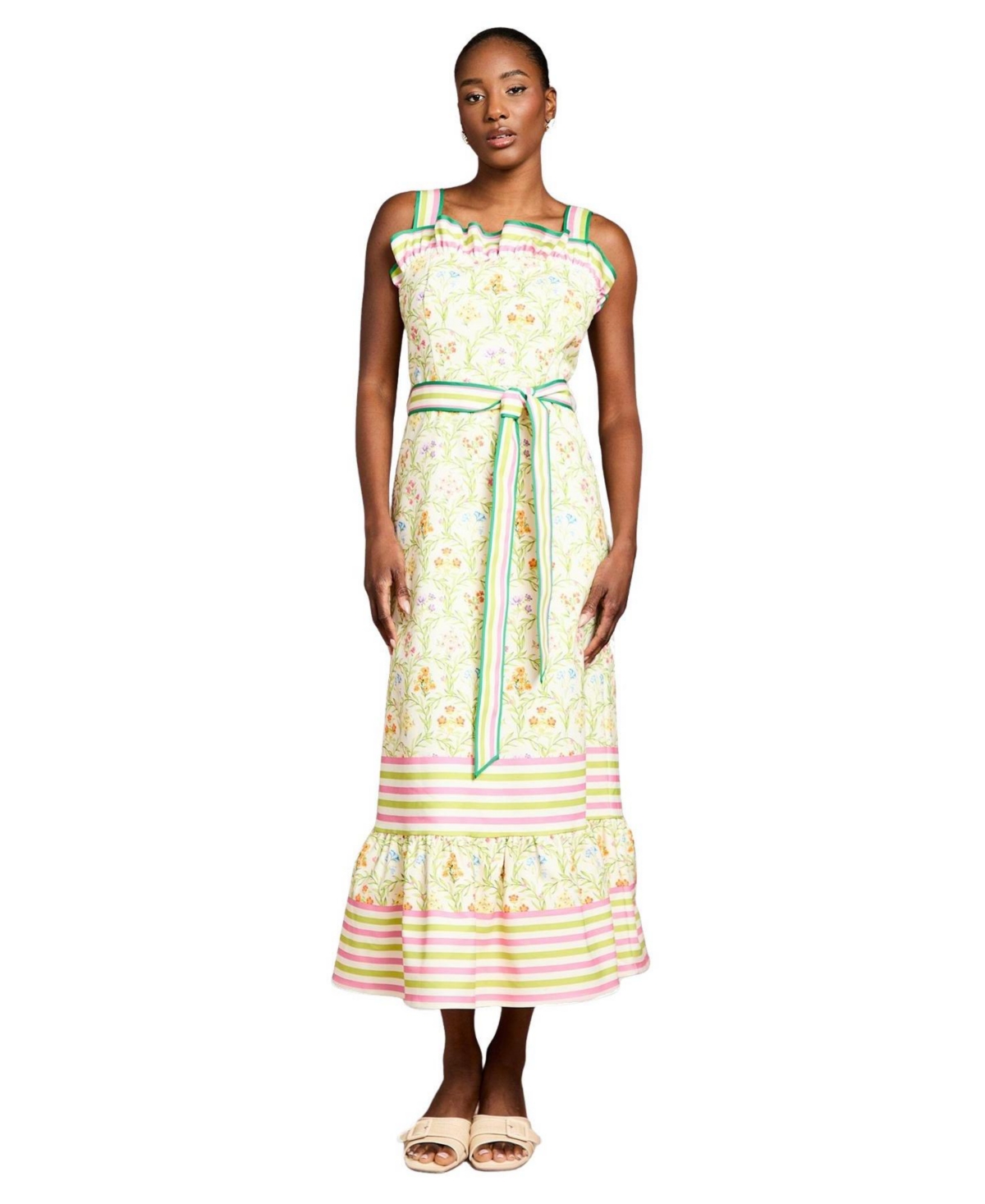 Click here for Coast Womens Printed Ruffle Midi Dress - Ivory prices