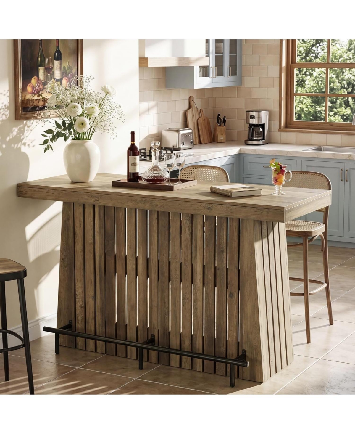 Click here for Tribesigns 2-Tier Bar Table  63 Wooden Home Bar Un... prices