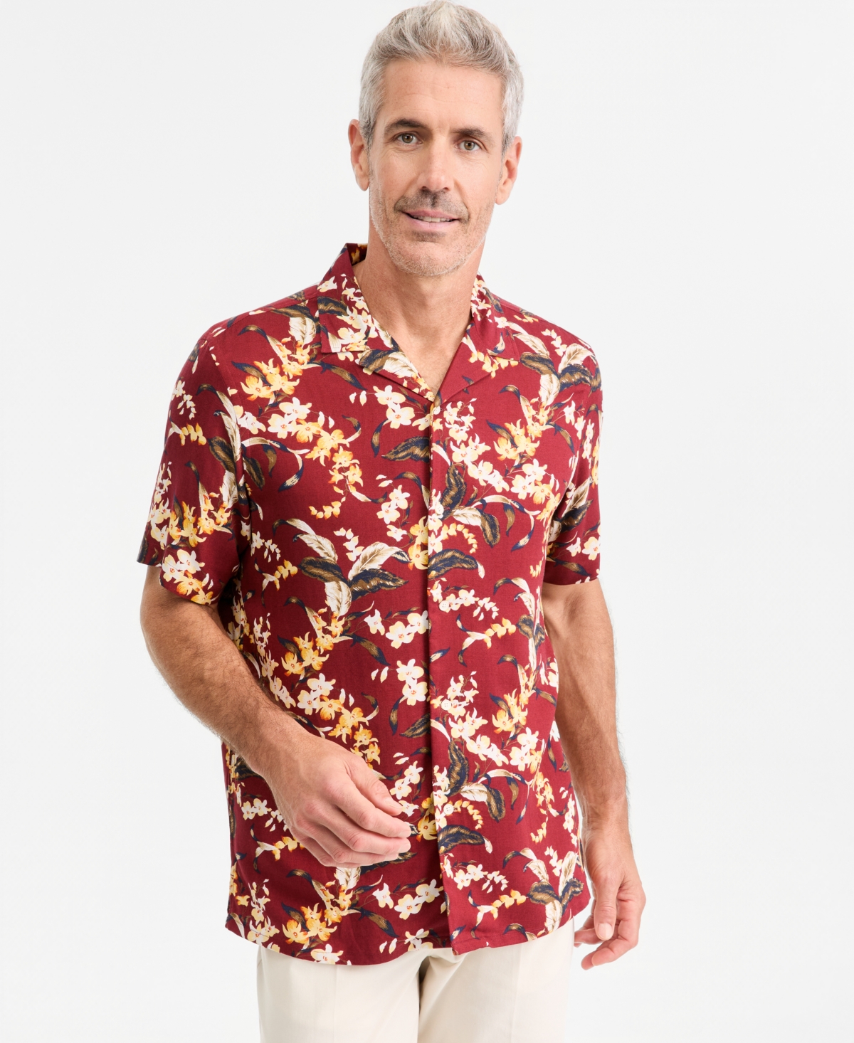 Click here for Club Room Mens Floral-Print Short-Sleeve Shirt  Ma... prices