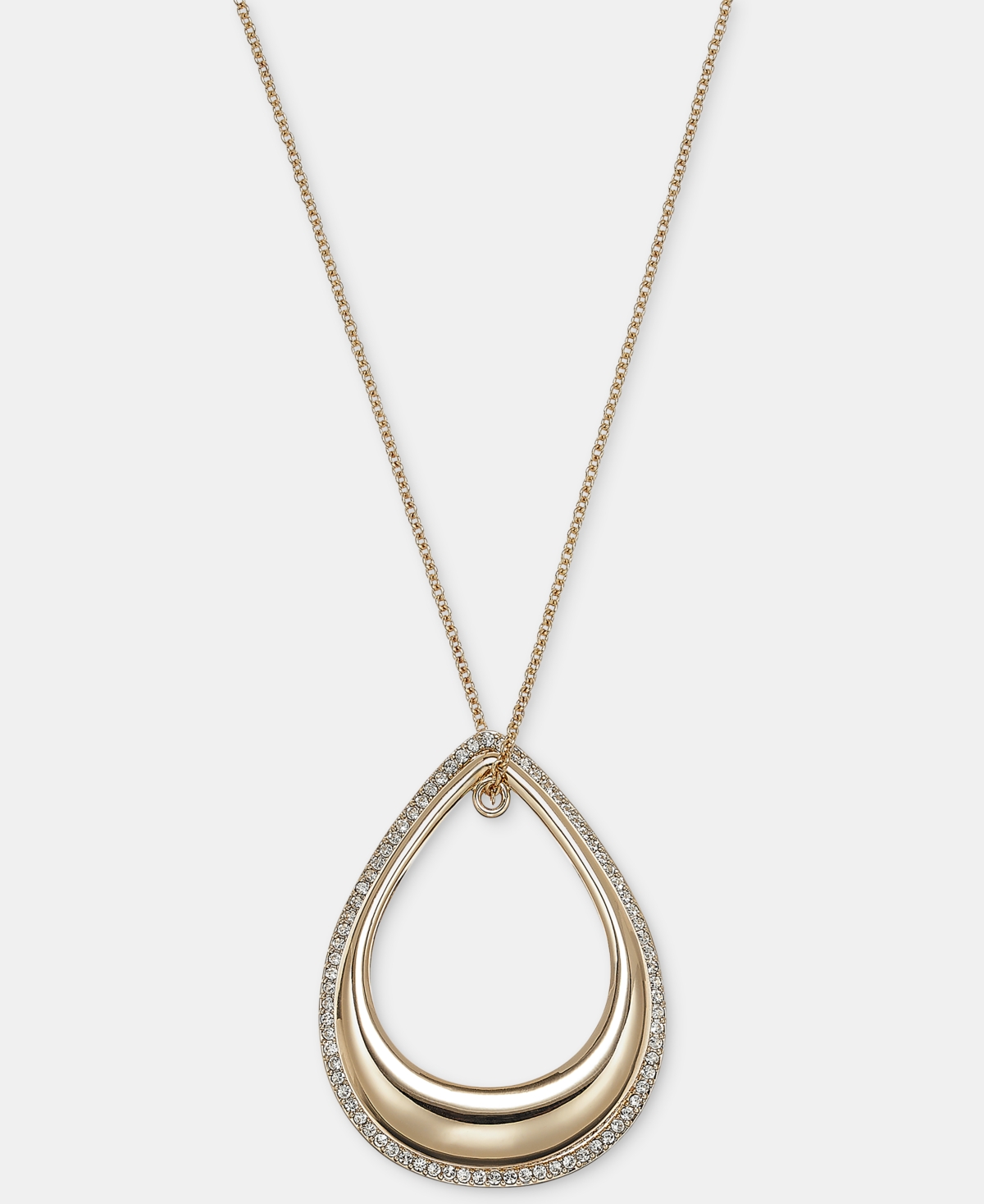 Click here for Dkny Pave Open Tear-Shape 40 Pendant Necklace - Cr... prices