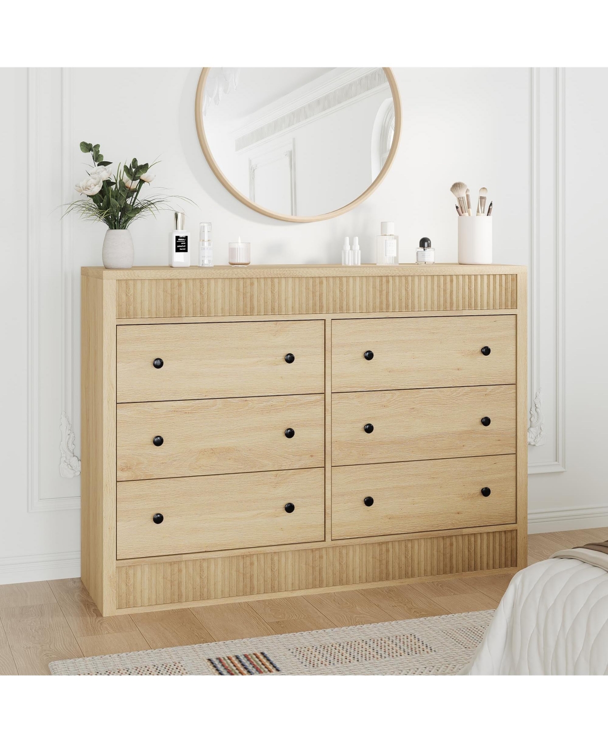 Click here for gaomon Modern 6-Drawer Fluted Oak Dresser  Ideal f... prices