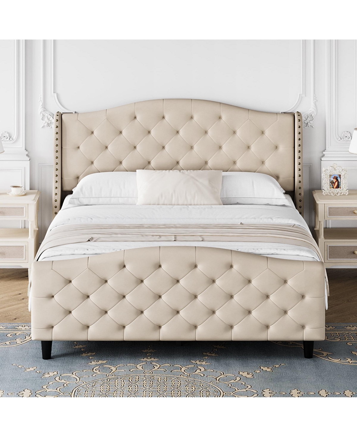 Click here for gaomon Queen Size Velvet Upholstered Platform Bed... prices