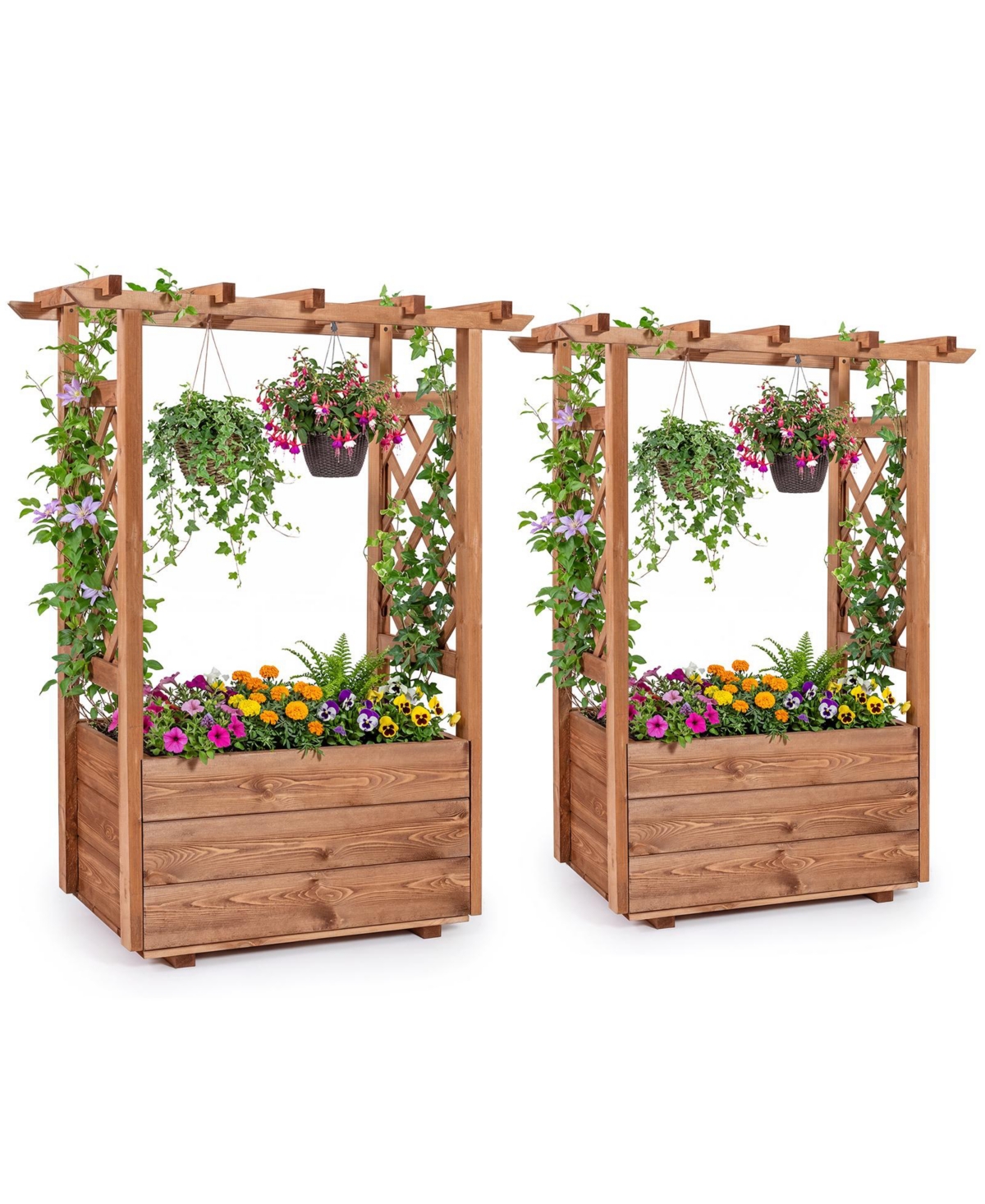 Click here for Gymax 2PCS Wooden Raised Garden Bed/ Lattice Trell... prices