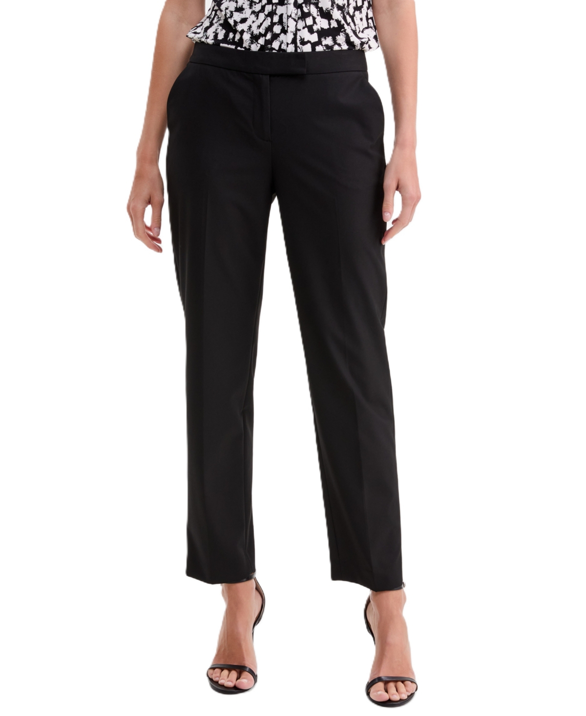 Click here for Kasper Petite Slim-Leg Mid-Rise Pants - Black prices