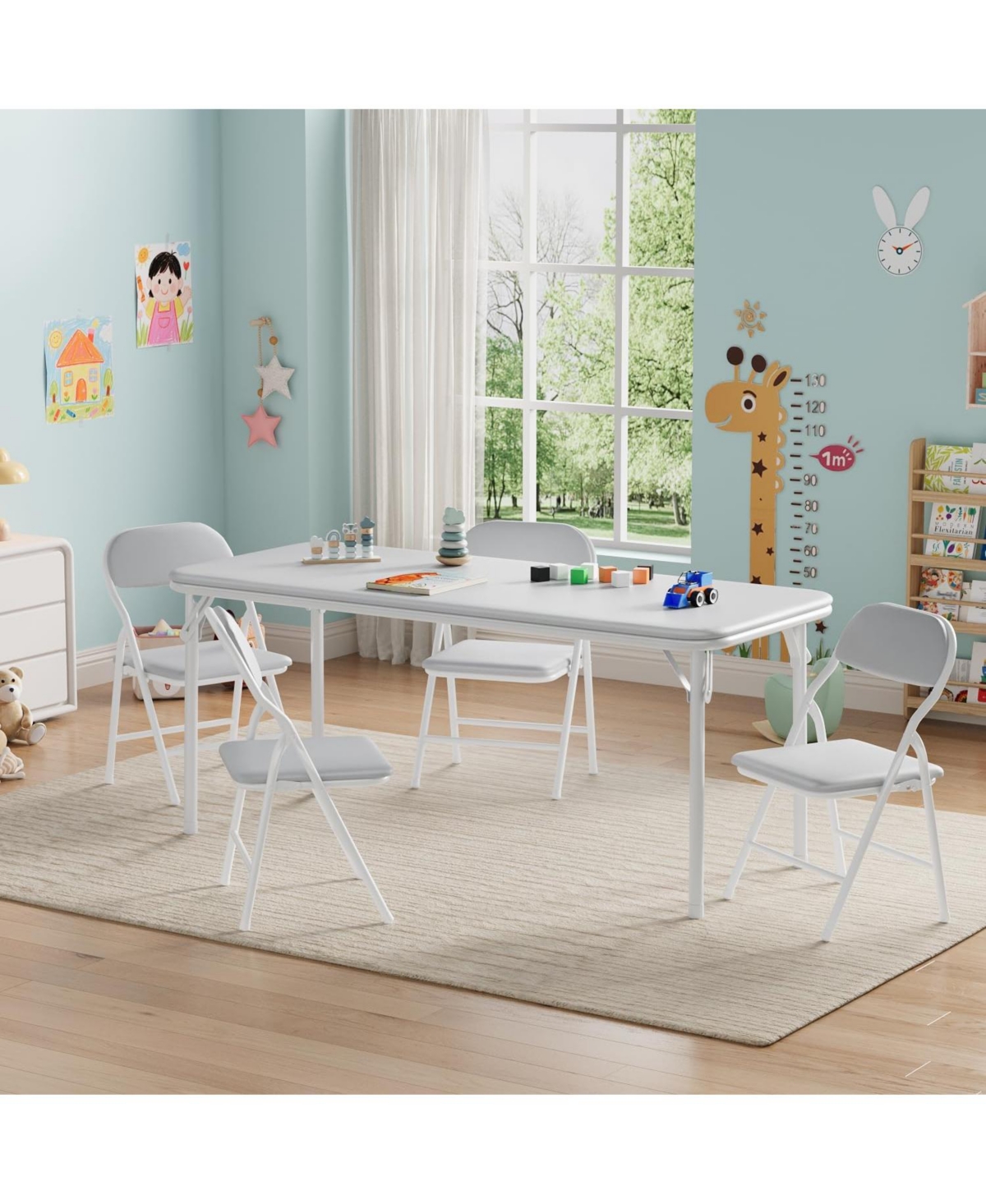 Click here for gaomon 5-Piece Kids Folding Table and Chairs Set -... prices