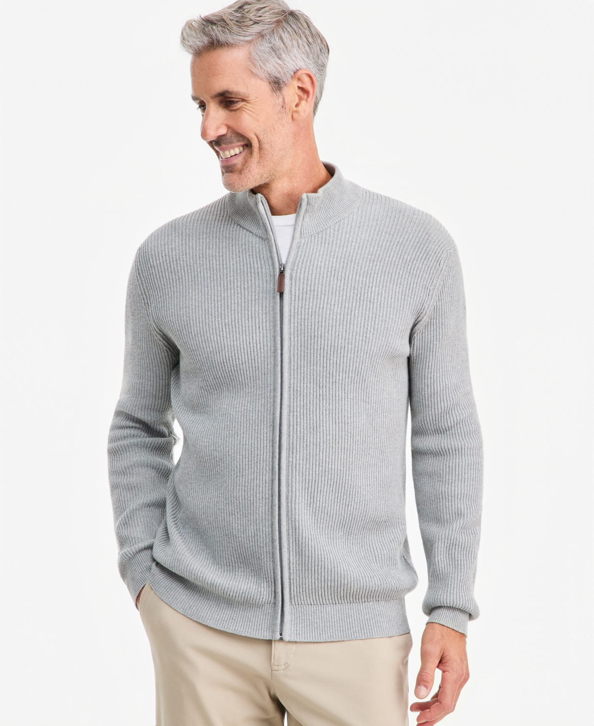 Click here for Club Room Mens Refined Cardigan Stitch Zipper Swea... prices