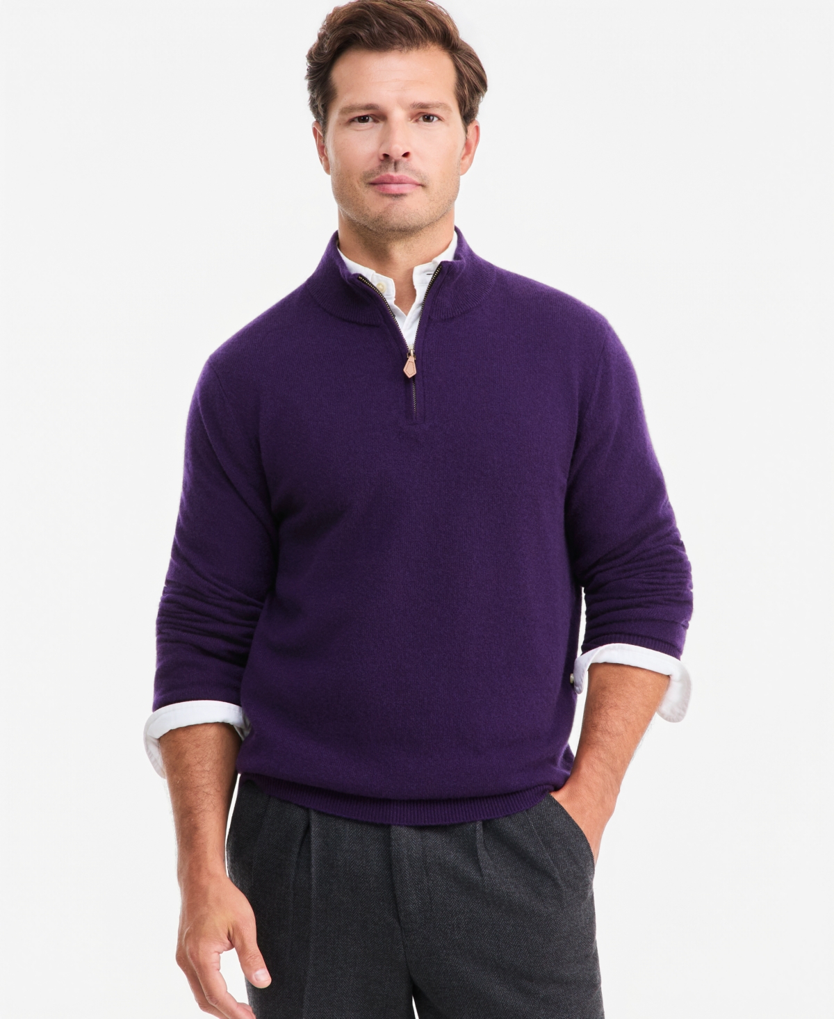 Click here for Club Room Mens Cashmere Quarter-Zip Sweater  Creat... prices