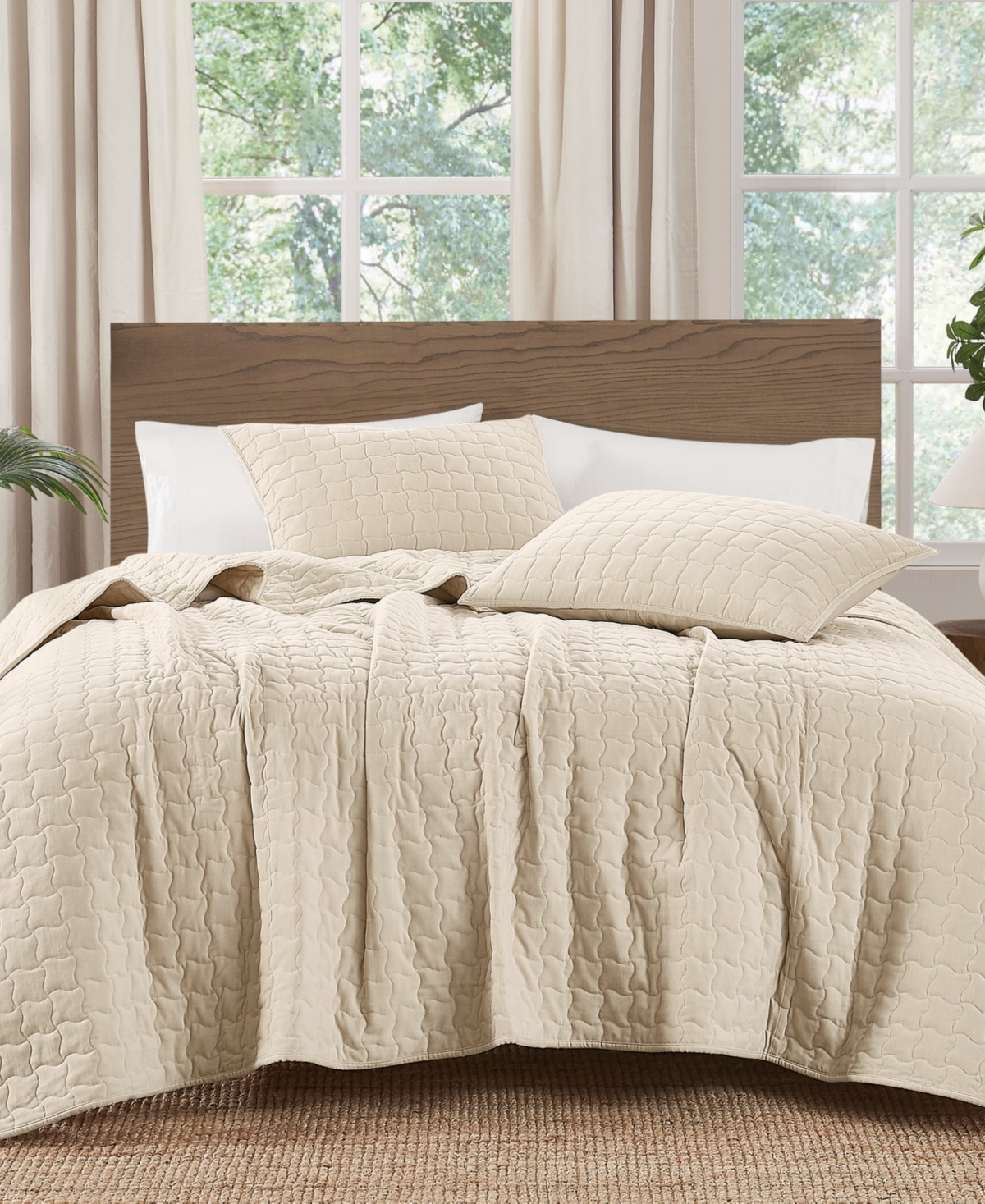 Click here for Brooklyn Loom Matte Cotton Velvet Wavy Square 3-Pi... prices