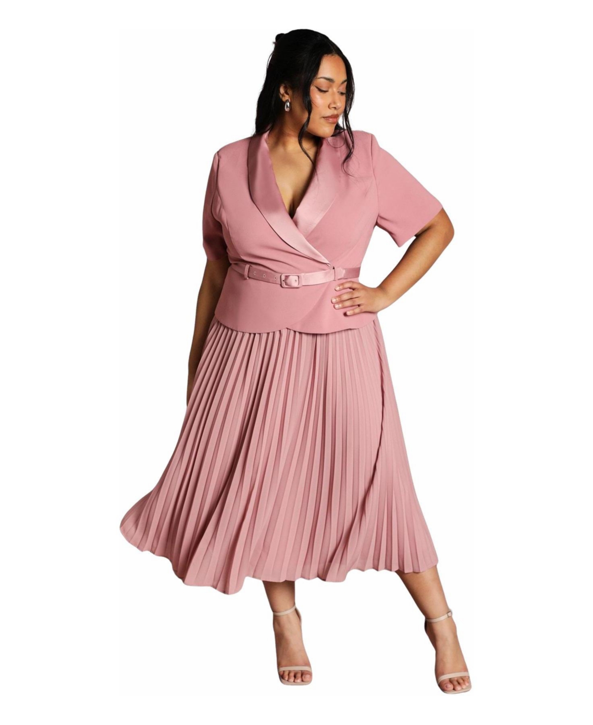 Click here for Coast Womens Wrap Pleated Skirt Midi Dress - Rose prices