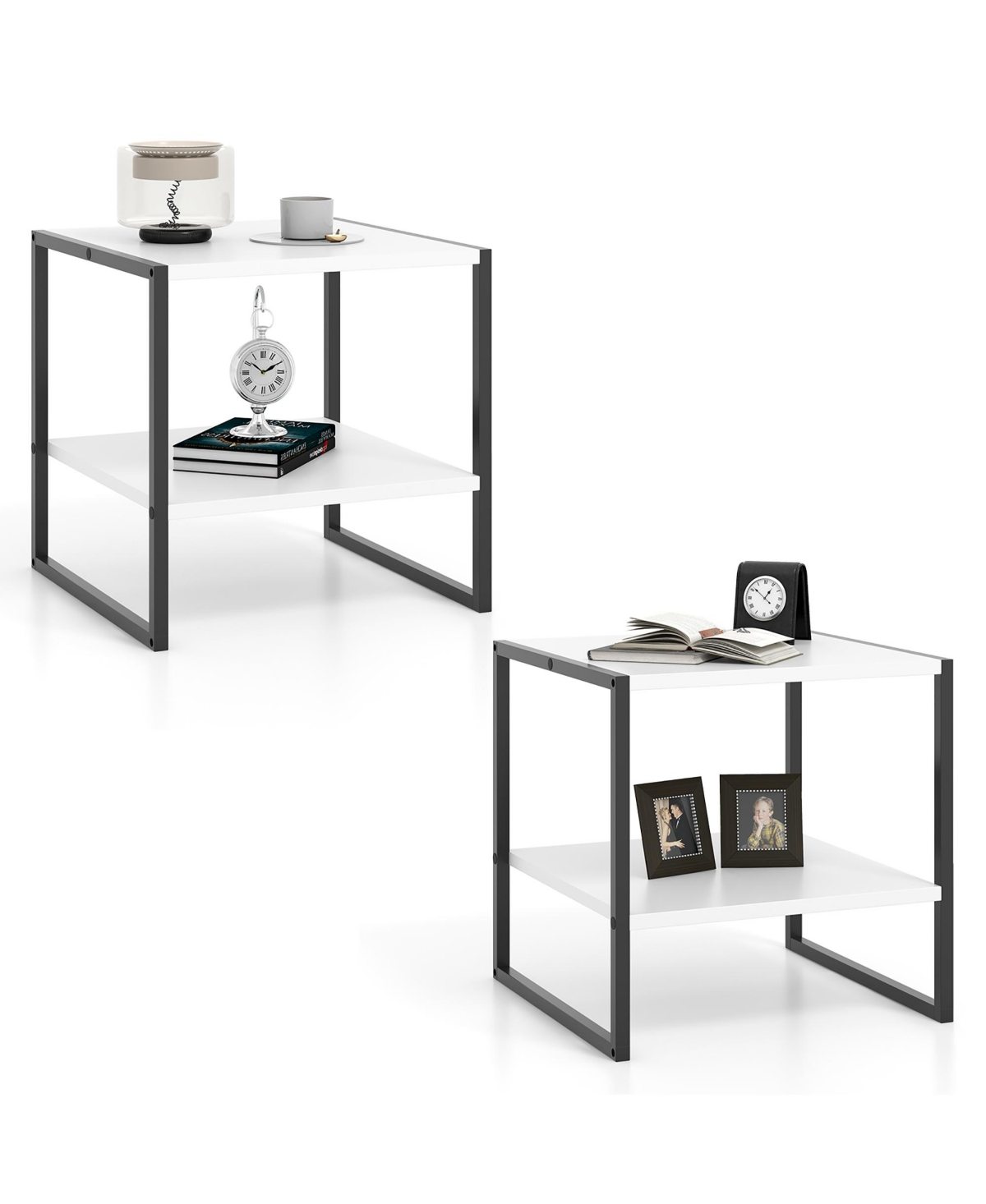 Click here for Gymax 2 pieces 20 2-Tier End Table with Storage Sh... prices