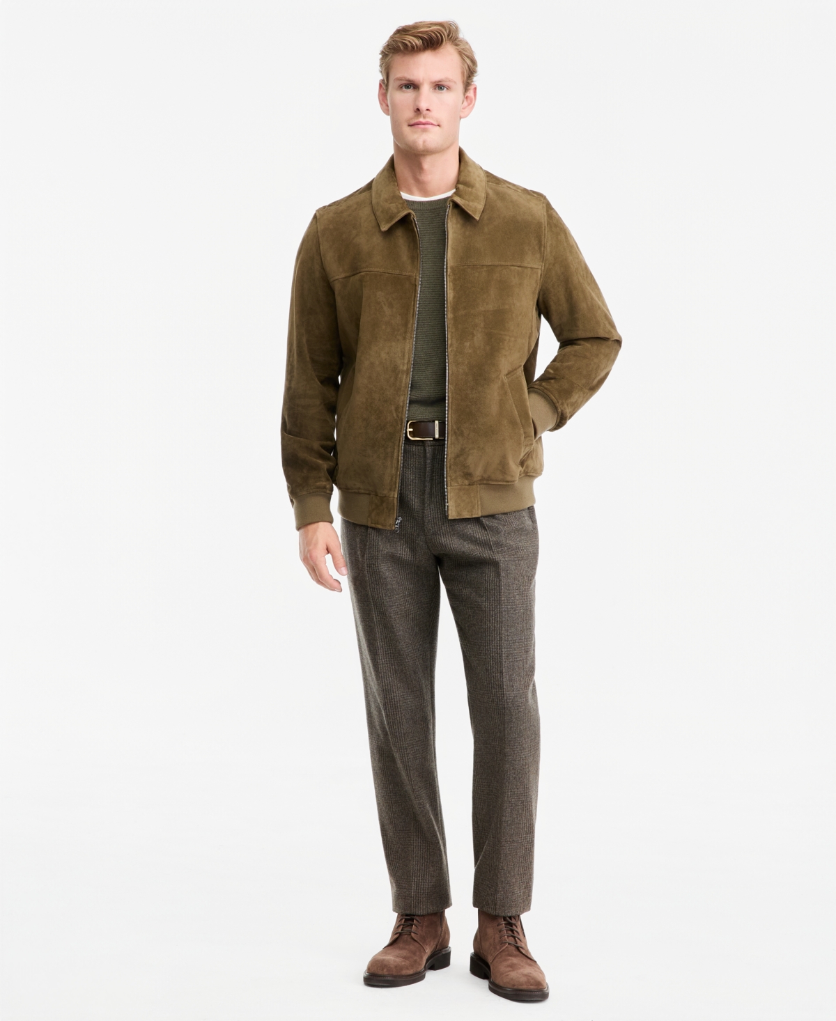 Click here for Michael Kors Mens Suede Shirt-Collar Bomber Jacket... prices