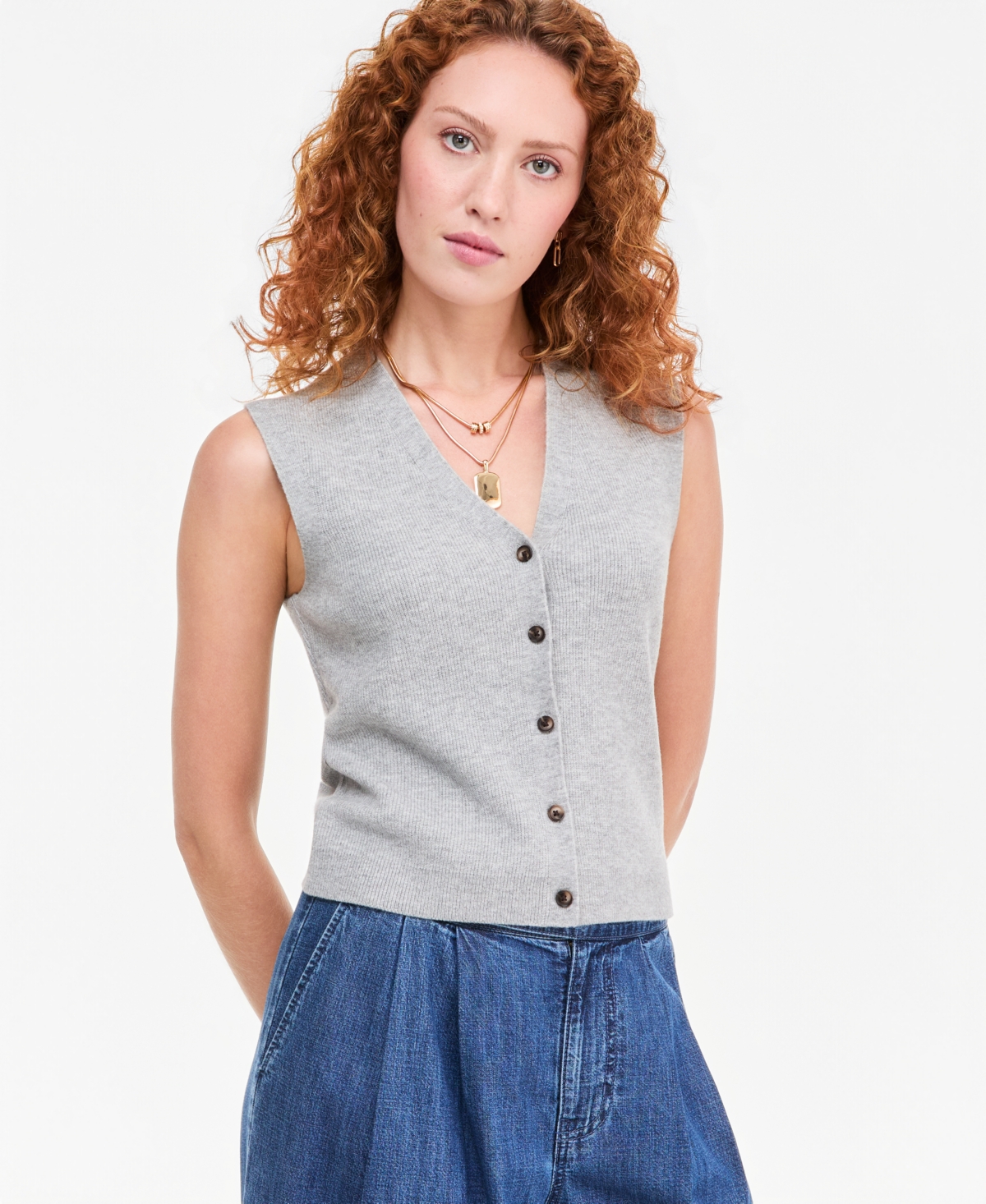 Click here for On 34th Womens V-Neck Button-Front Sweater Vest... prices