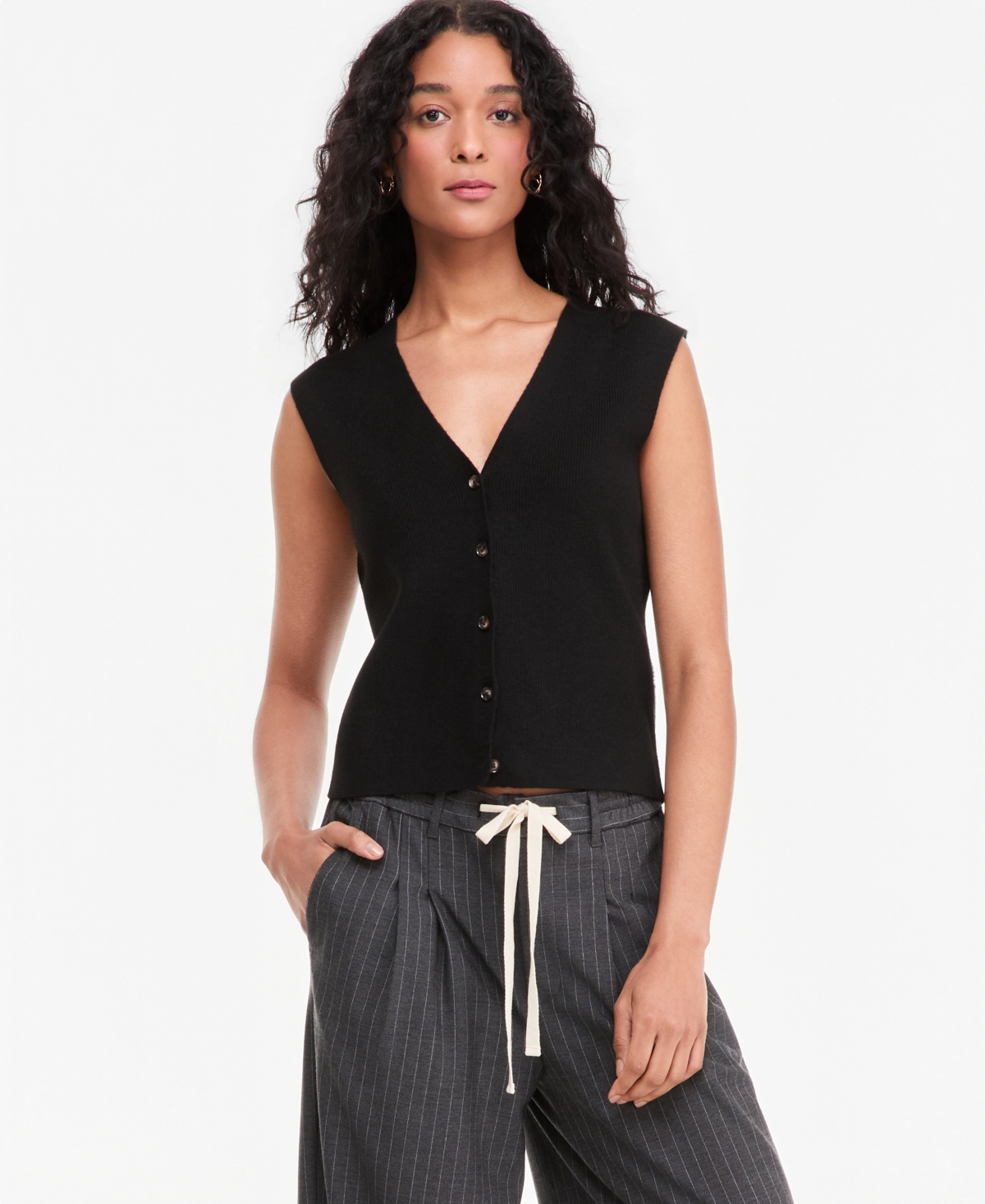 Click here for On 34th Womens V-Neck Button-Front Sweater Vest... prices