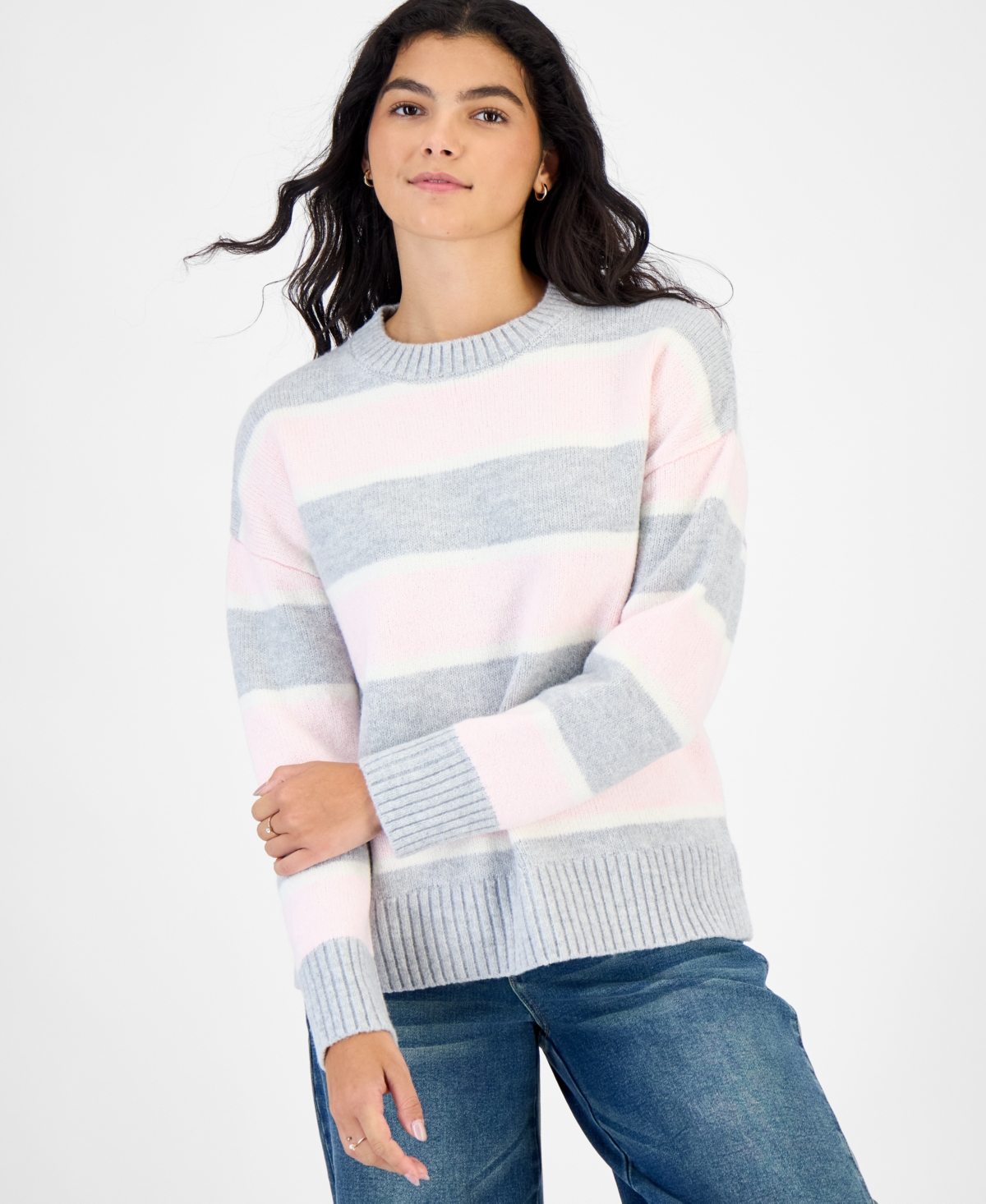 Click here for Hippie Rose Juniors Stripe Oversized Crewneck Drop... prices
