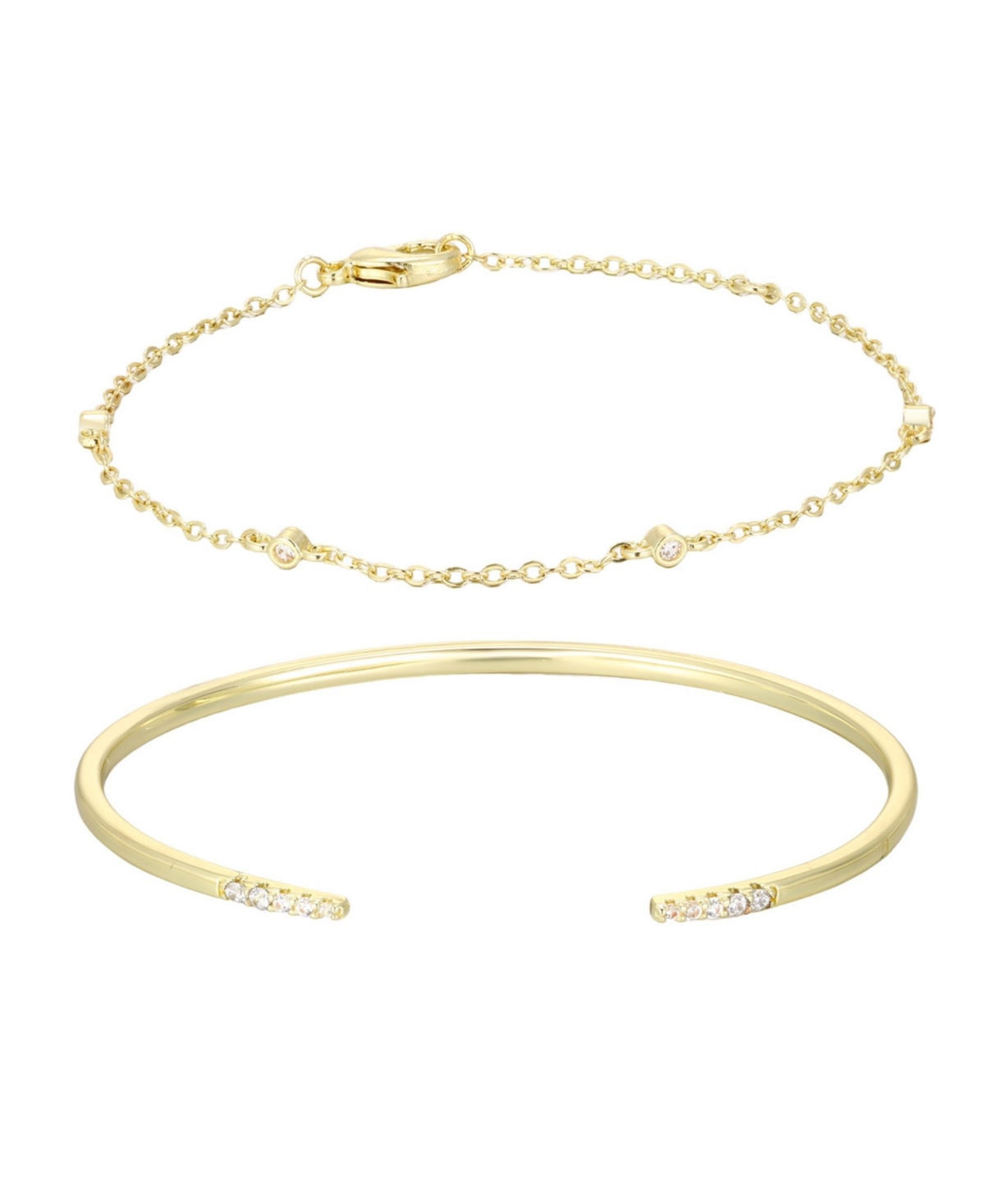 Click here for Adornia Gold Cubic Zirconia Set of 2 Open Cuff and... prices