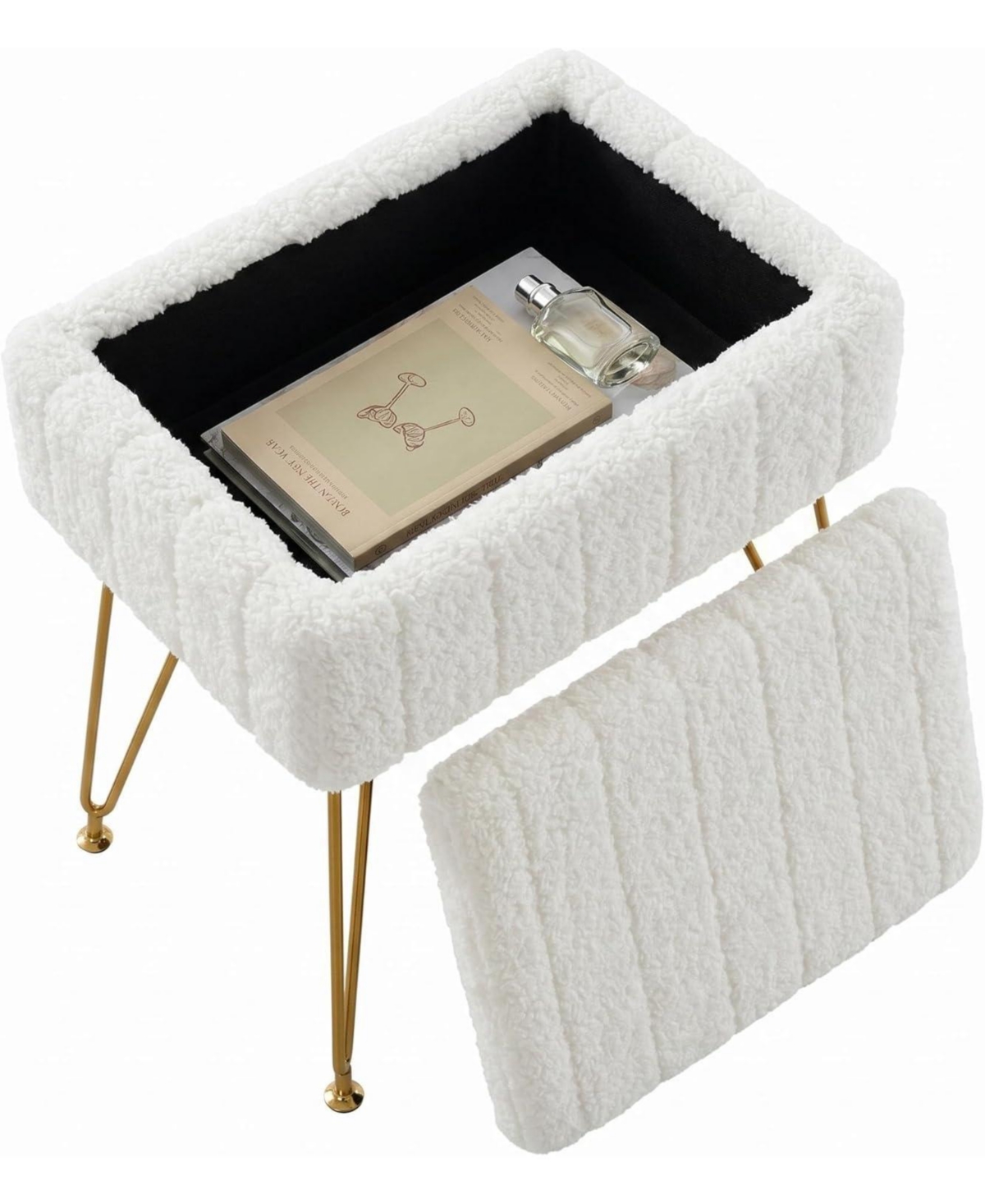 Click here for gaomon Vanity Stool with Storage  Faux Fur Ottoman... prices