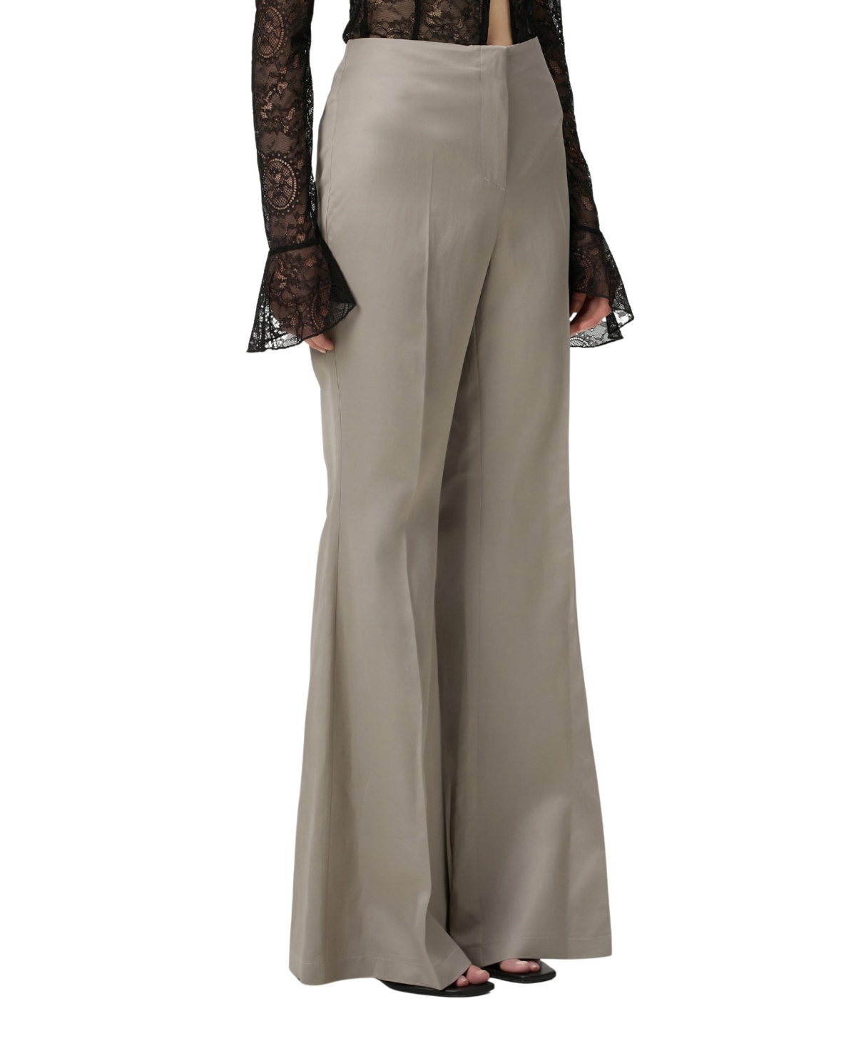 Click here for Pcfg Womens Linen-Blend Shiny Woven Flare-Leg Pant... prices