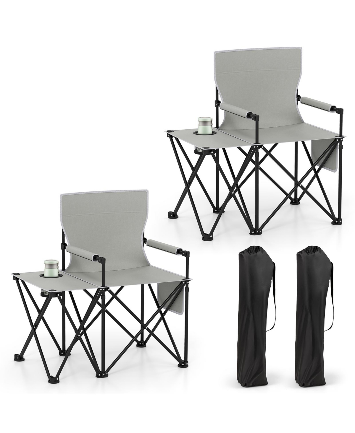 Click here for Gymax 2 Piece Oversized Camping Chair with Side Ta... prices