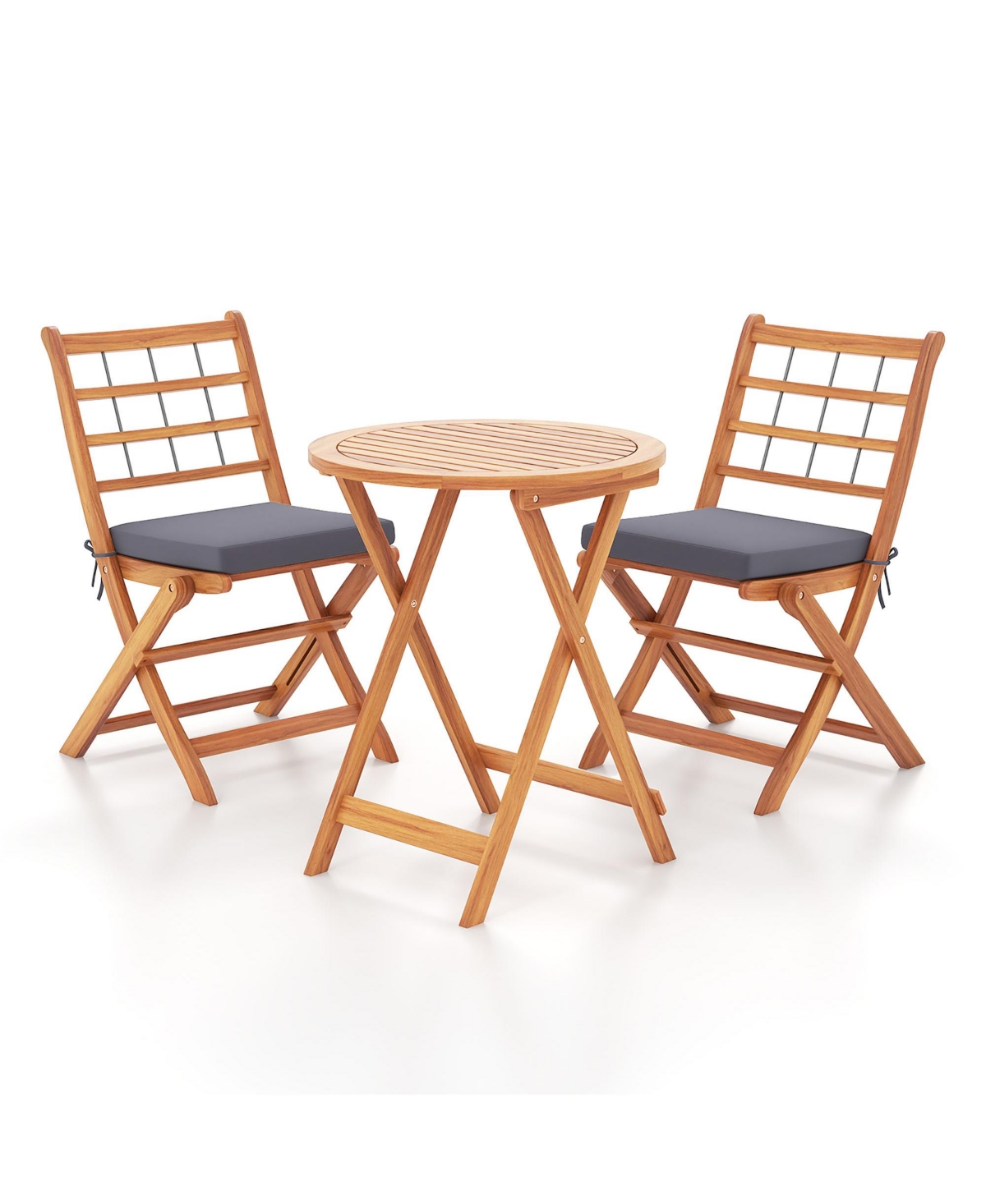 Click here for Gymax 3 Piece Acacia Wood Patio Bistro Set Folding... prices