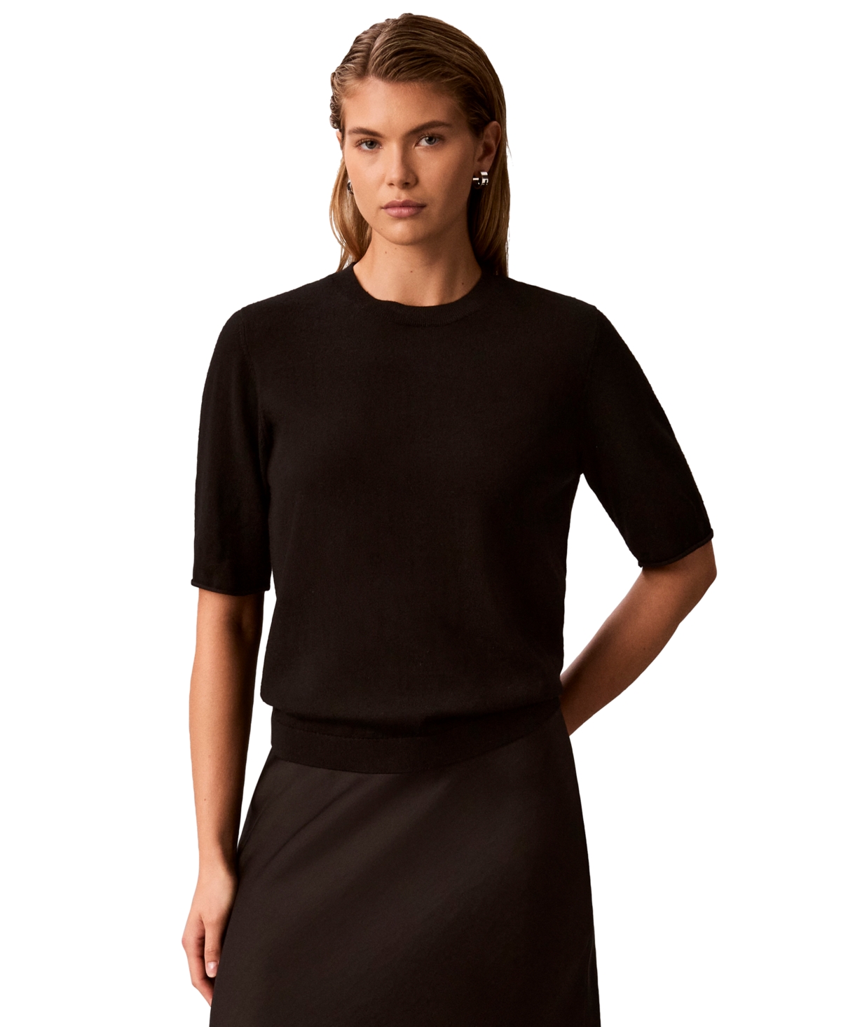 Click here for Calvin Klein Womens Crewneck Short-Sleeve Sweater... prices